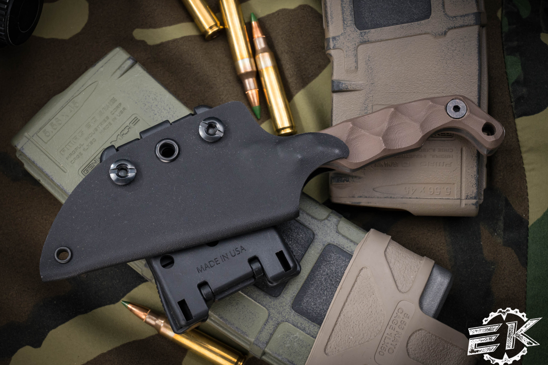 Stroup Knives MINI MOD 2 Fixed Blade Knife FDE G10 3" Acid Wash Pikal ...