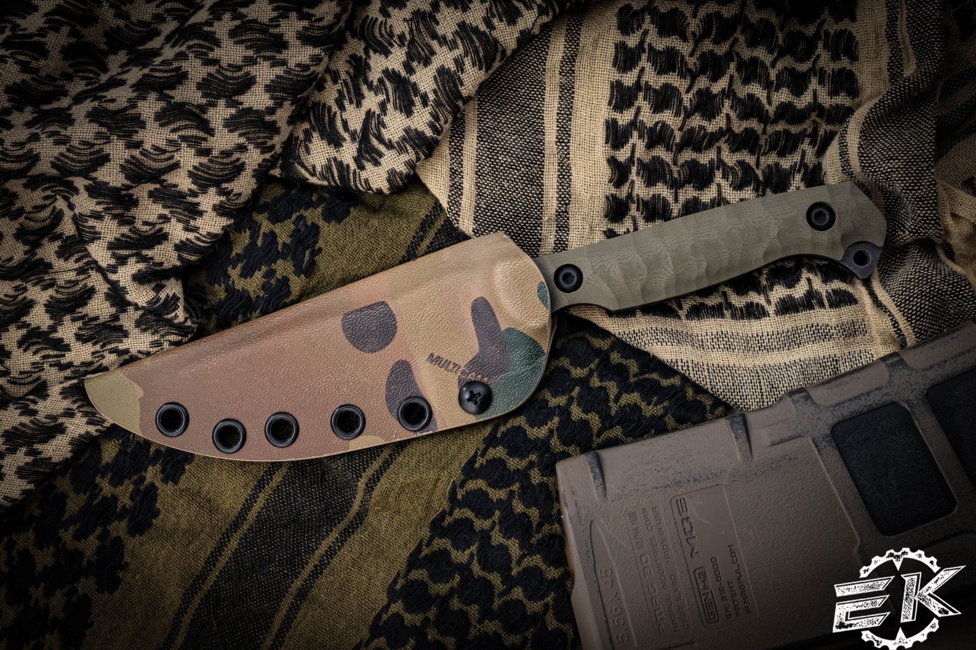 Toor Knives Krypteia Covert Green G10 Fixed Blade Knife 4" Black Stonewash