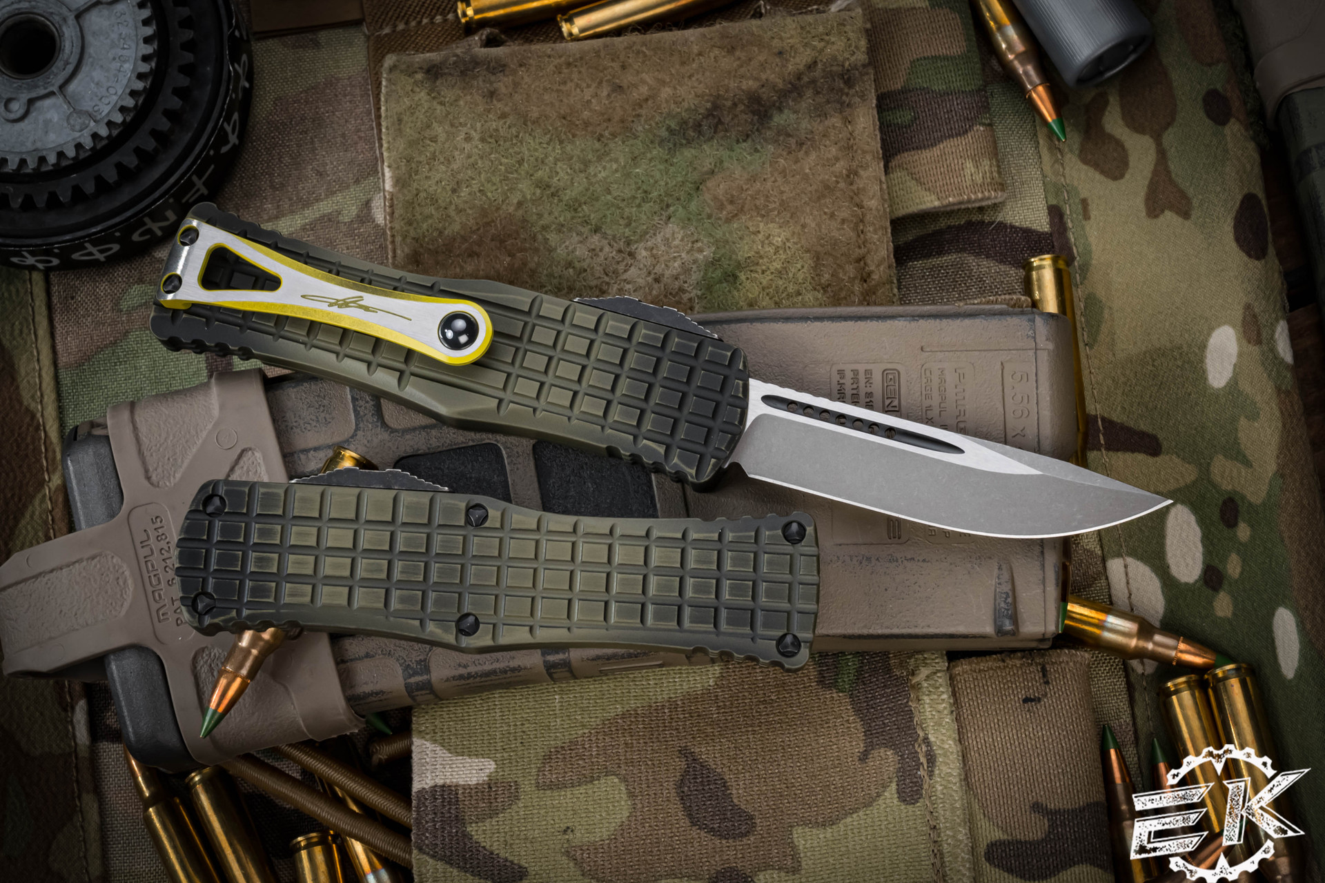 Microtech Hera FRAG Grenade Green OTF Automatic Knife 3" Drop Point ...