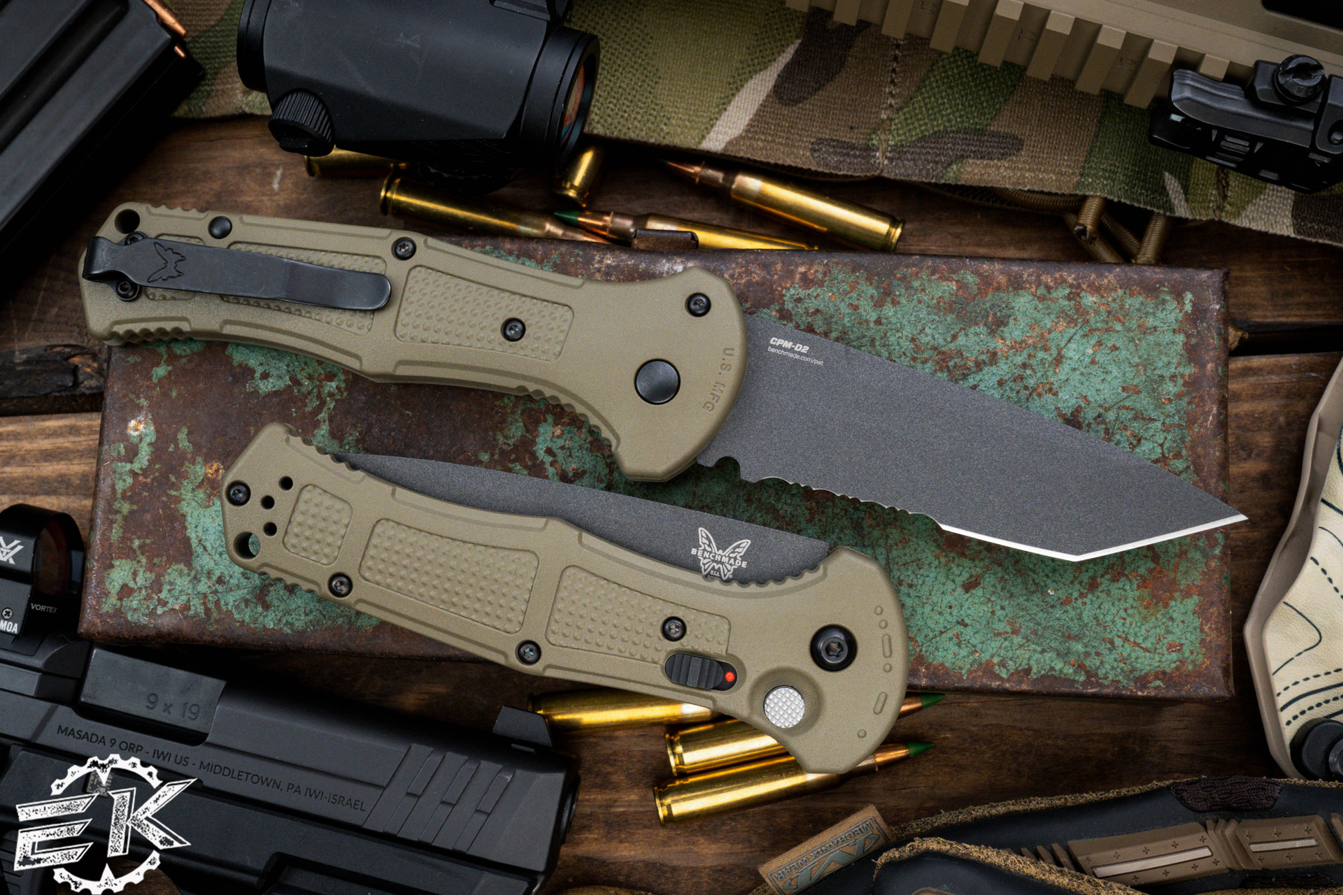 Benchmade Claymore Automatic Knife Ranger Green Grivory 3.6" Black ...