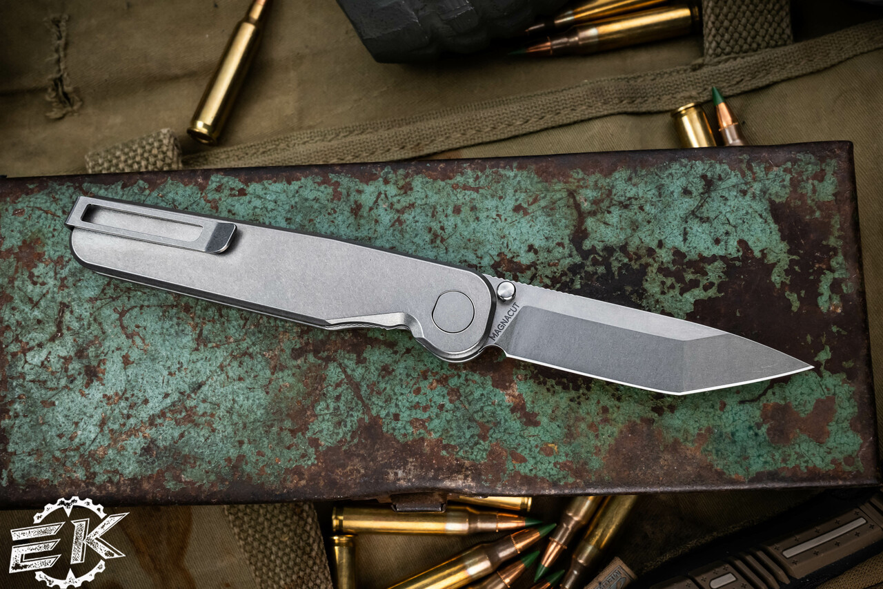 Tactile Knife Co. "Rockwall" Titanium Folding Knife 2.84" Tanto MagnaCut