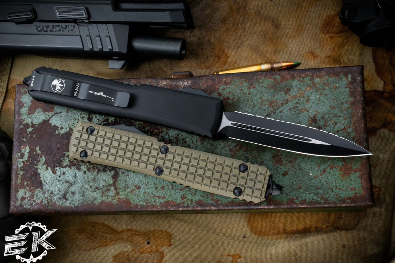 Microtech Ultratech OTF Knife Frag OD Green G10 3.4" Dagger Black ...