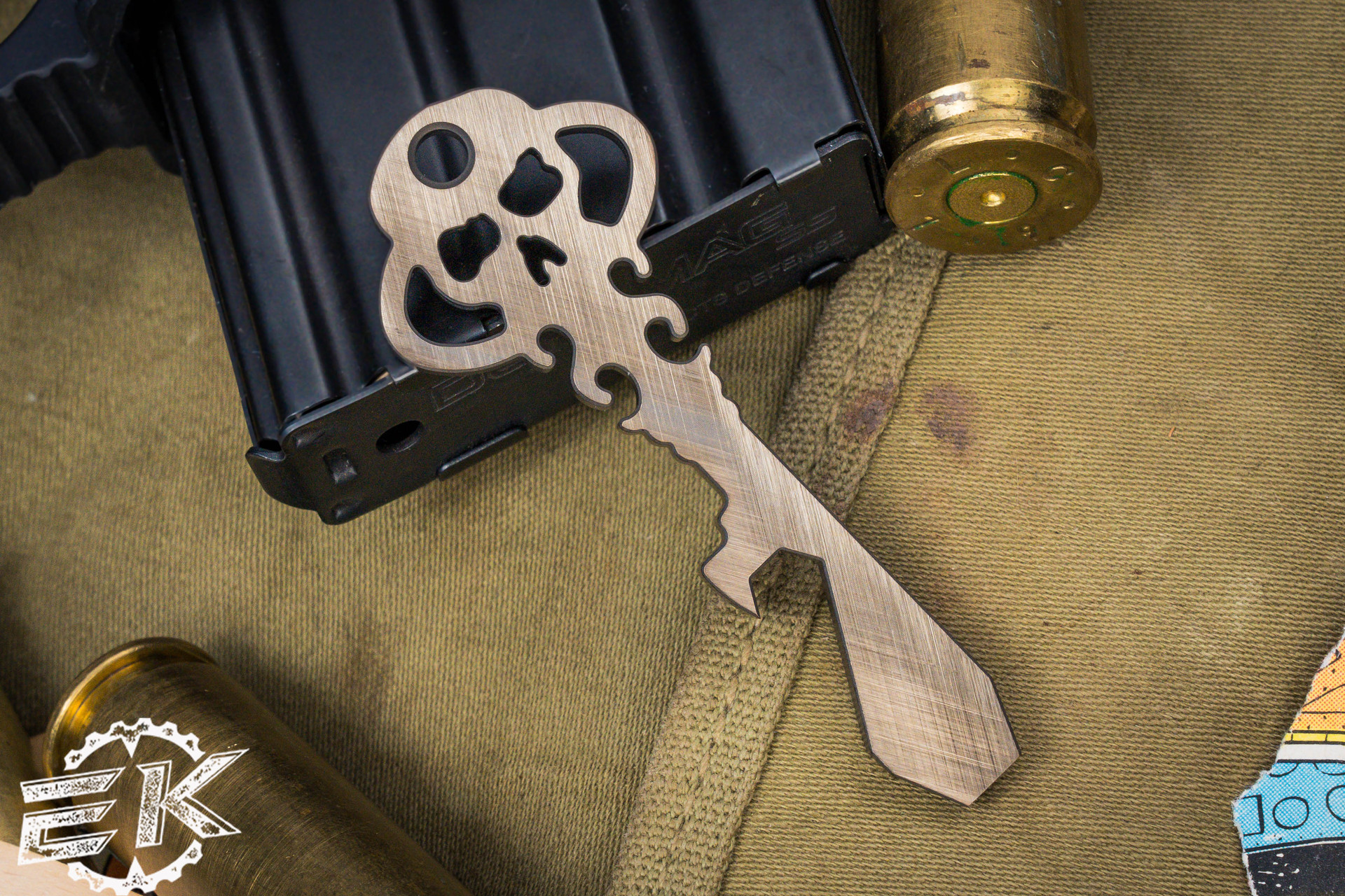 Chaves Knives Titanium Skeleton Key Pry Tool Bronze Anodized Crosshatch