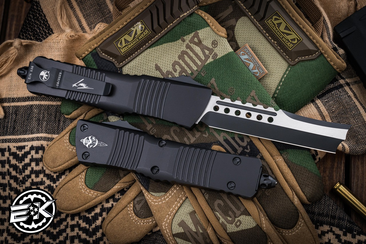 Microtech Combat Troodon Hellhound Razor OTF Automatic Knife 3.8" Black ...