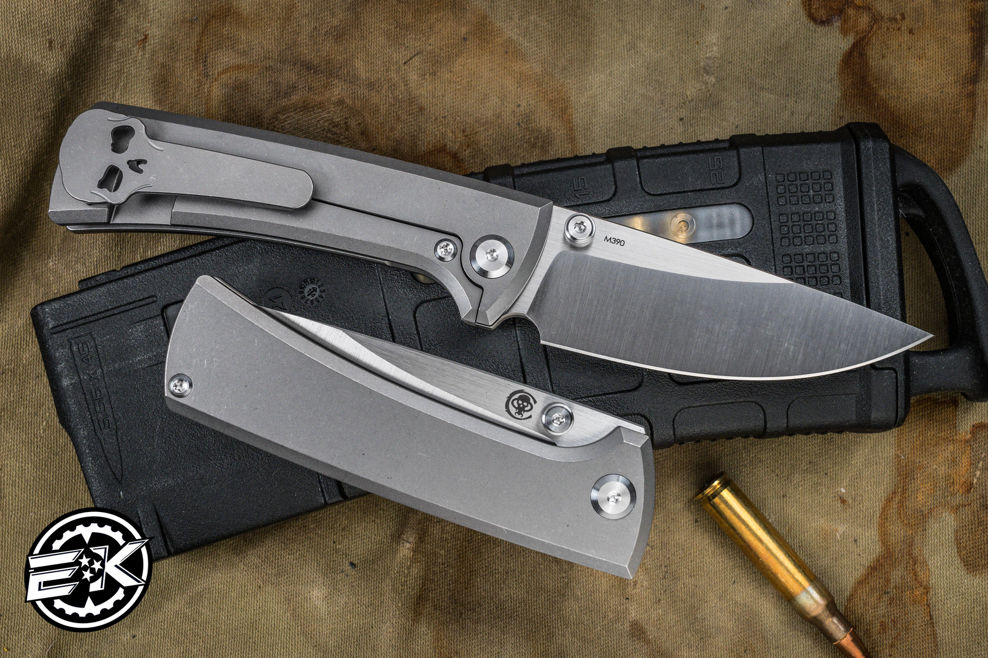 Chaves Knives RCK9 Titanium Frame Lock Folding Knife 3.25" M390 Satin ...