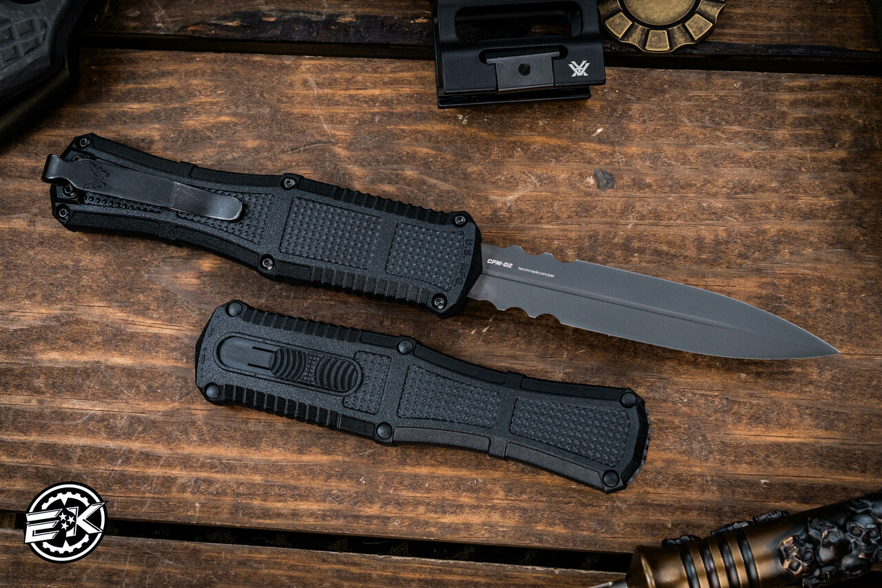 Benchmade Claymore OTF Automatic Knife Black Grivory 3.9" Dagger Gray ...