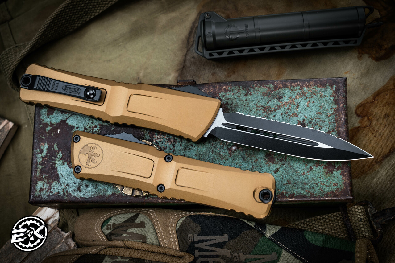Microtech Combat Troodon Gen III OTF Automatic Knife Tan 3.8" M390 ...