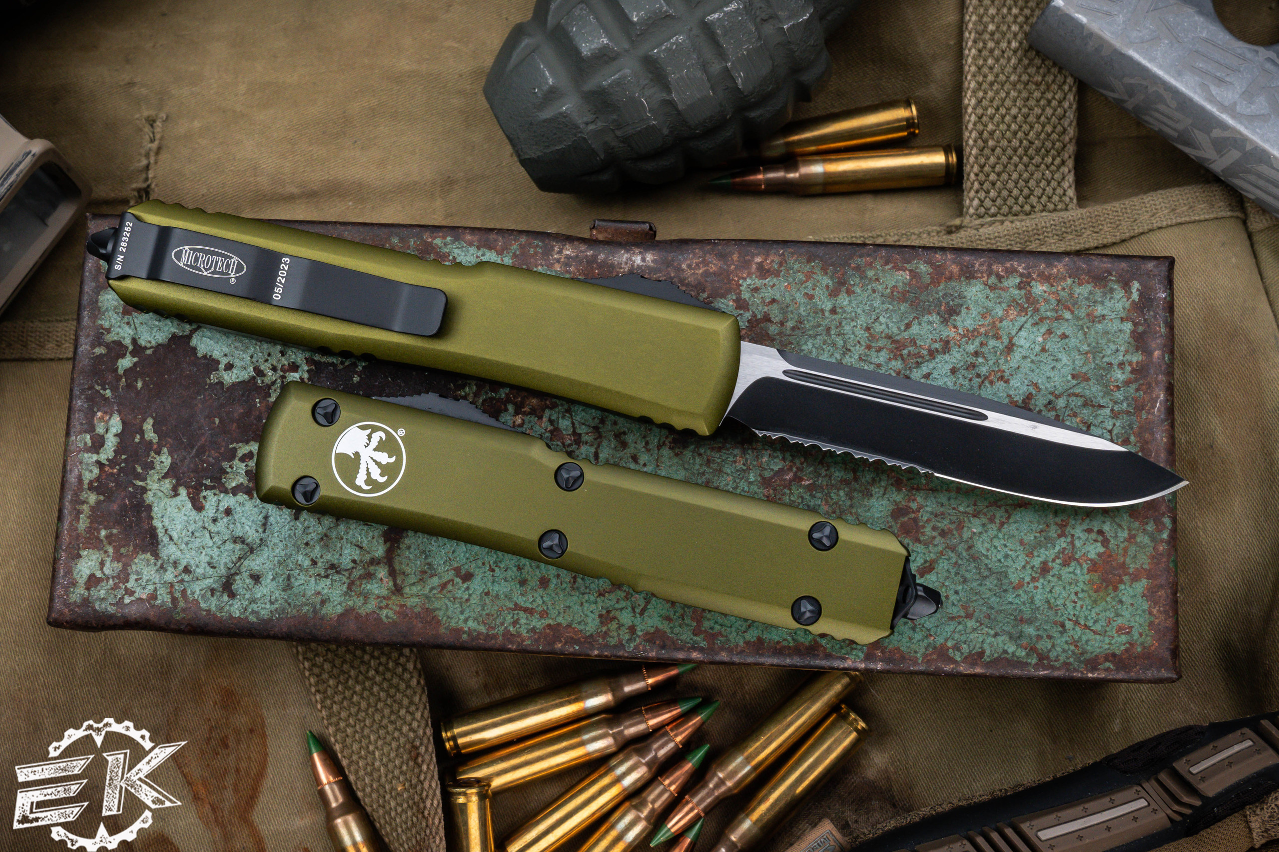 Microtech Ultratech OTF Automatic Knife OD Green 3.4" Drop Point Black ...