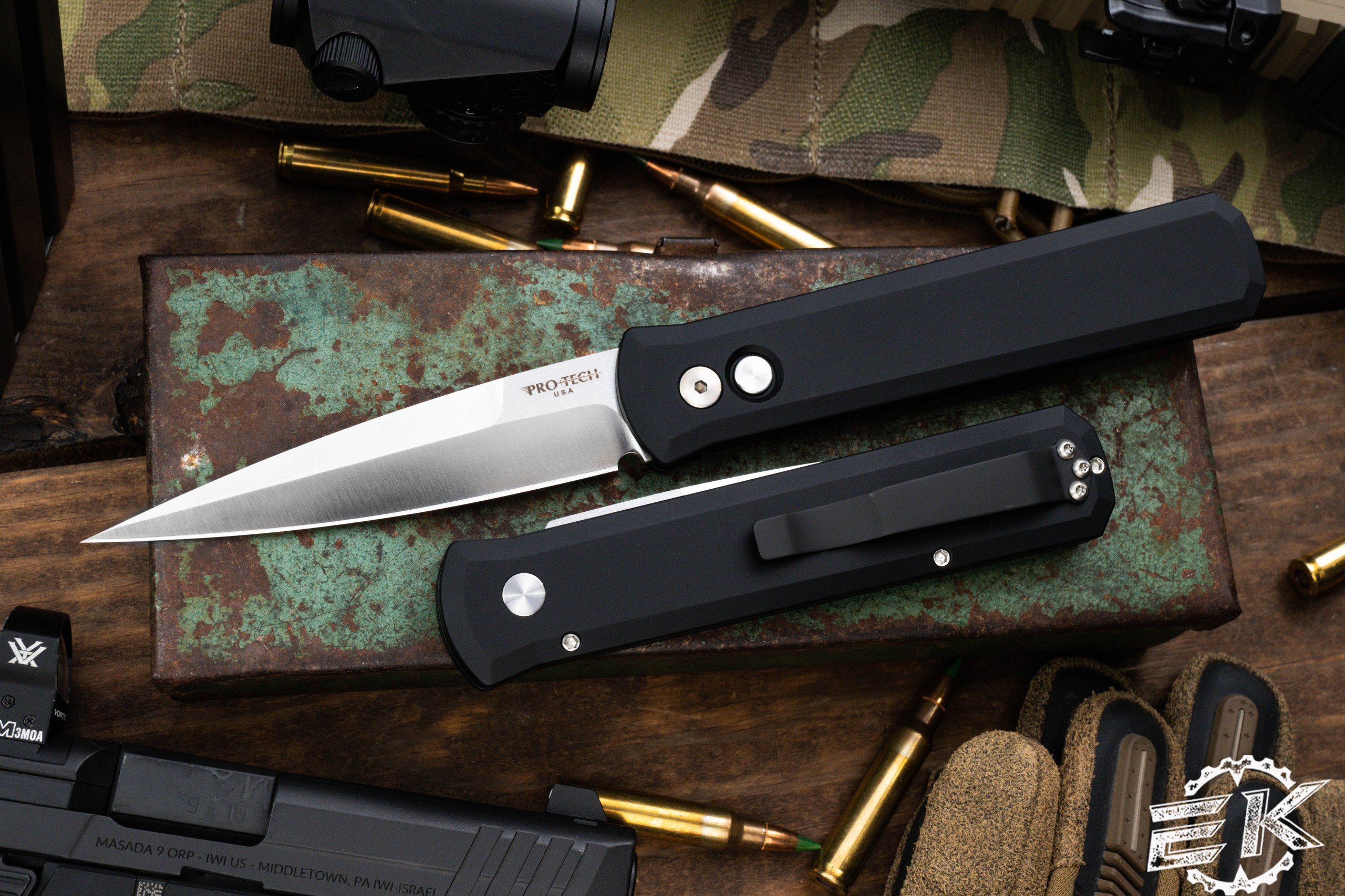 Protech Godfather Automatic Folding Knife Black 4 Satin 921 Satin
