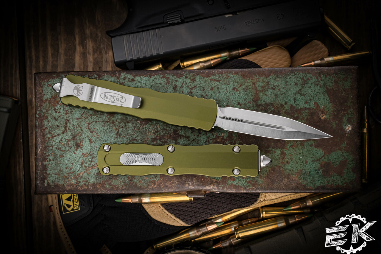 Microtech Dirac OTF Automatic Knife OD Green 3" Dagger Satin 225-4OD
