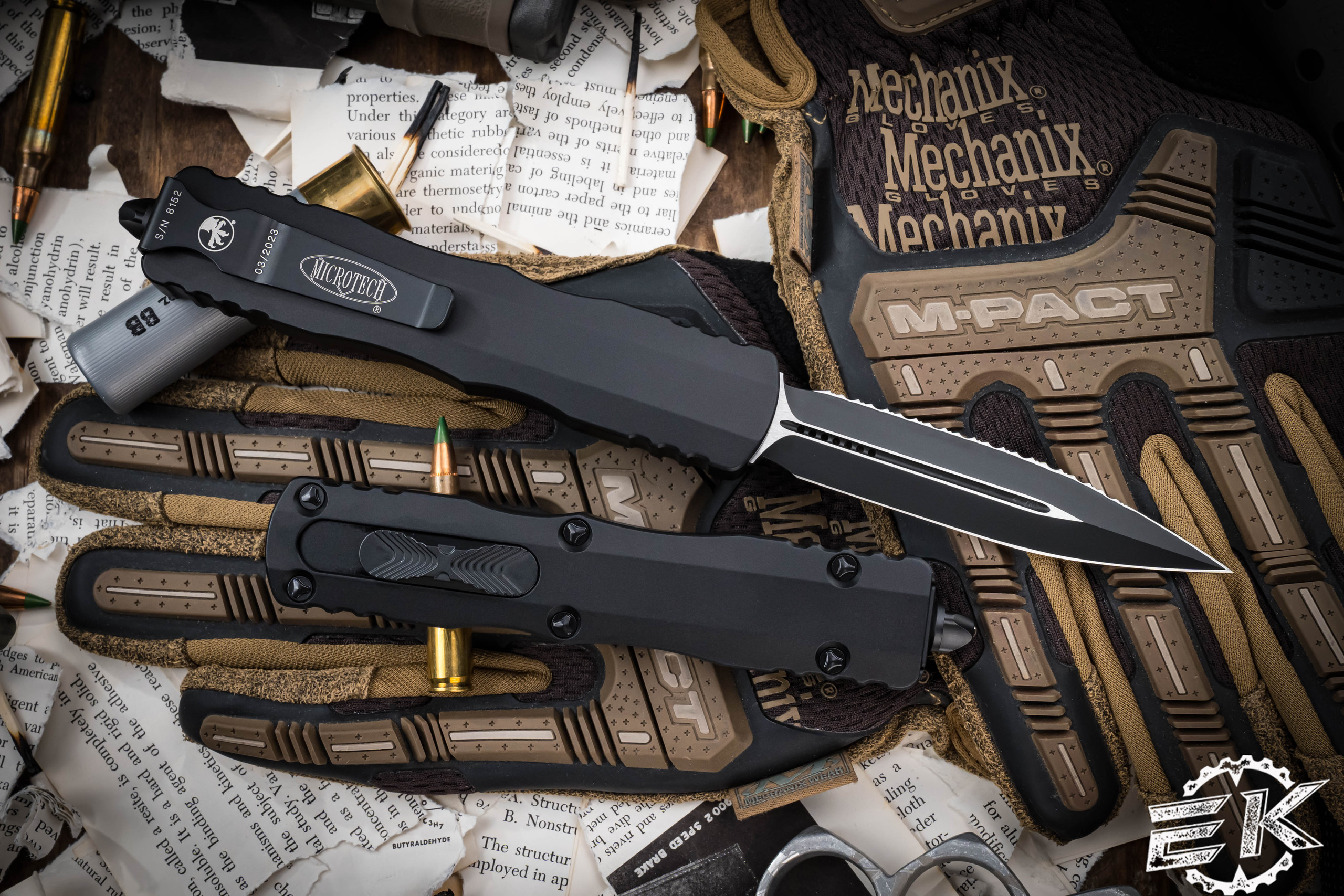 Microtech Dirac Delta OTF Automatic Knife 3.75" Dagger Black Serrated ...