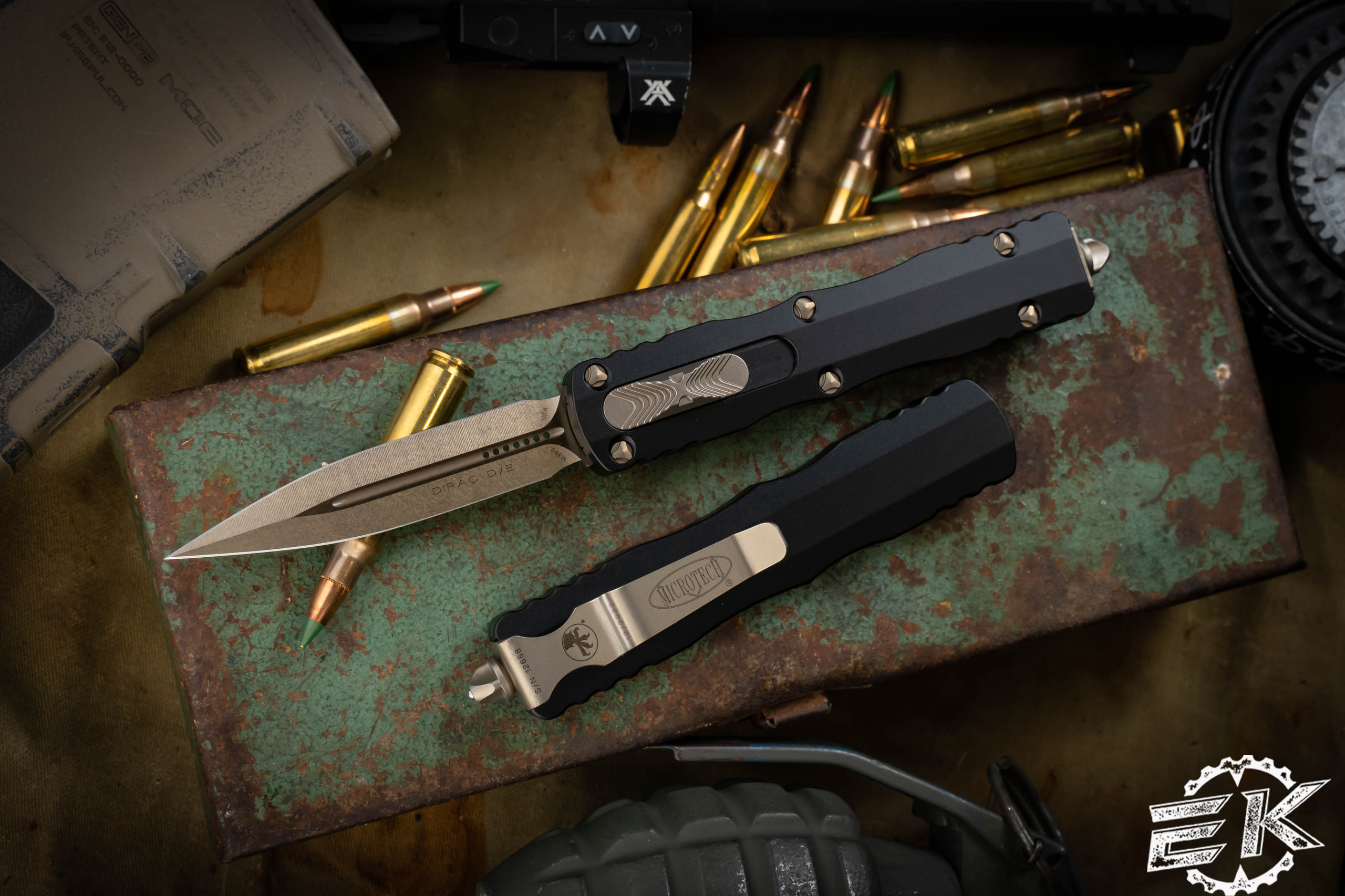 Microtech Dirac Otf Automatic Knife Black 3 Dagger Bronze 225 13