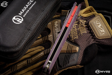 Maxace Banshee V2 Balisong Knife Purple G10/Red Spacers 4.7" Satin Drop ...