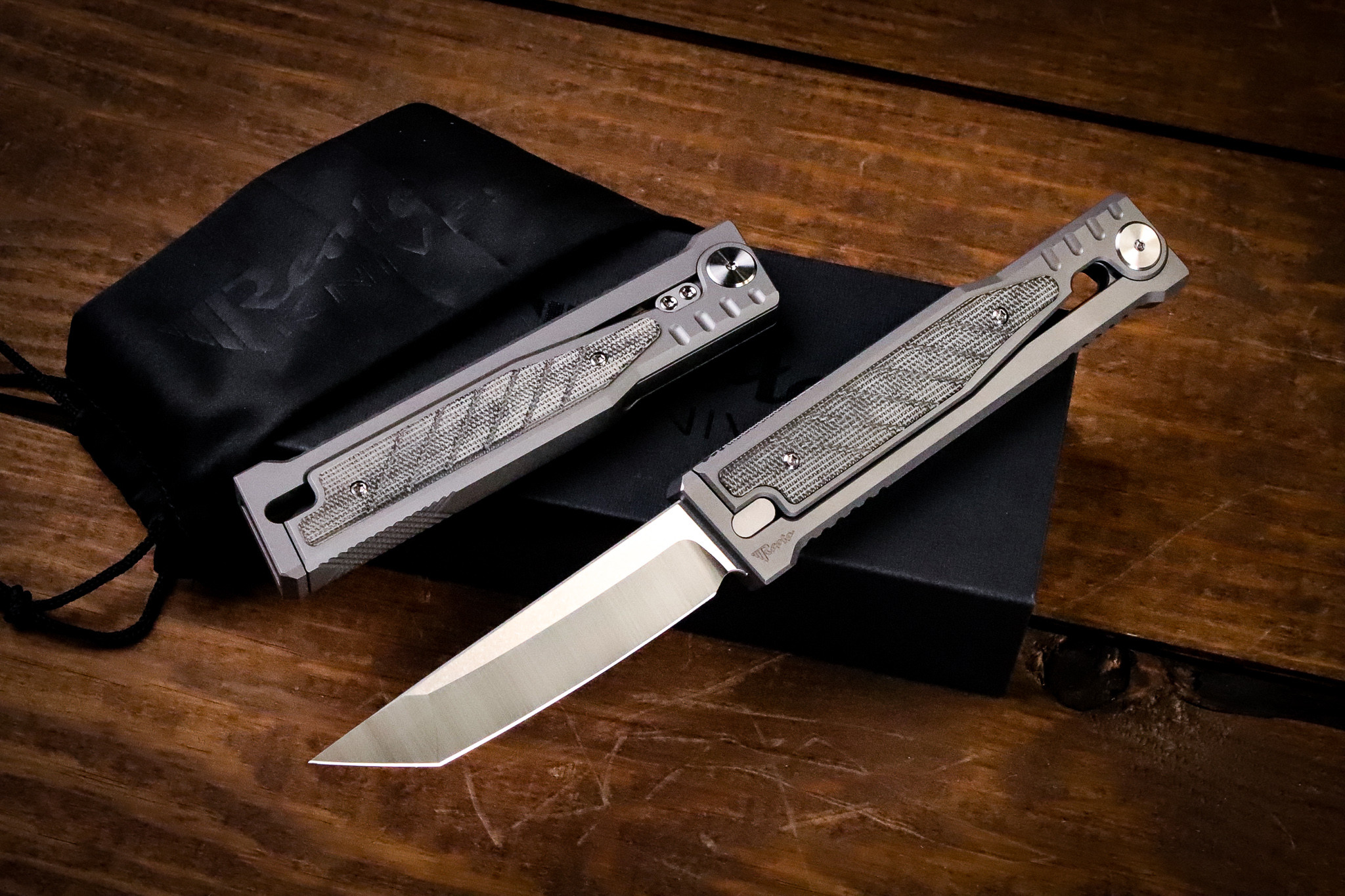 Reate EXO Gravity Knife Titanium/Black Micarta (3.75 Stonewash Tanto)