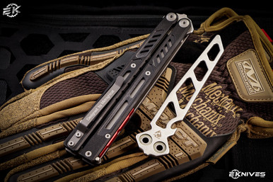Maxace Banshee V2 Balisong Knife Black G10/Red Spacers 4.7" Satin Drop ...