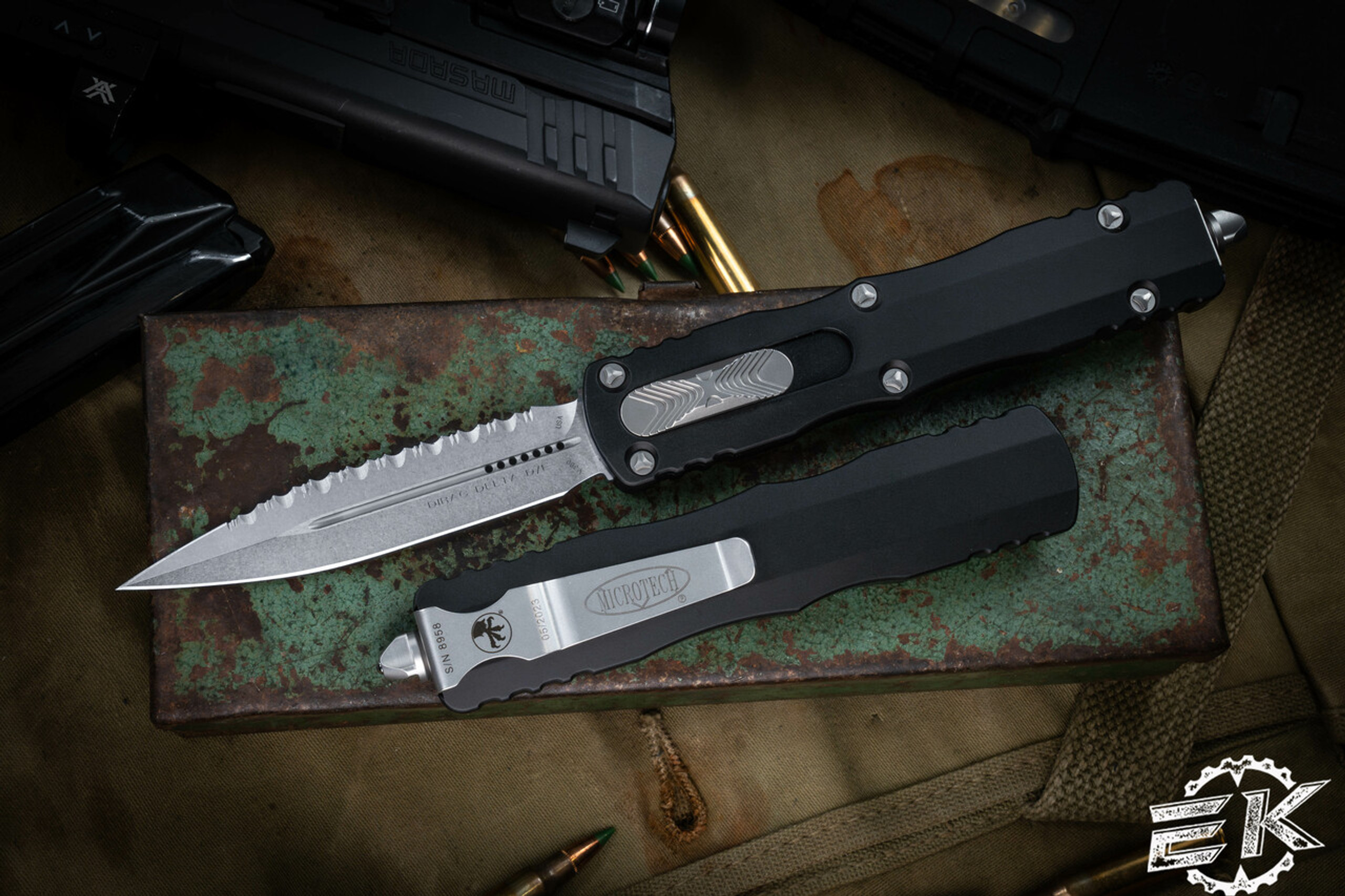 Microtech Dirac Delta Otf Automatic Knife Black 375 Dagger Stonewash
