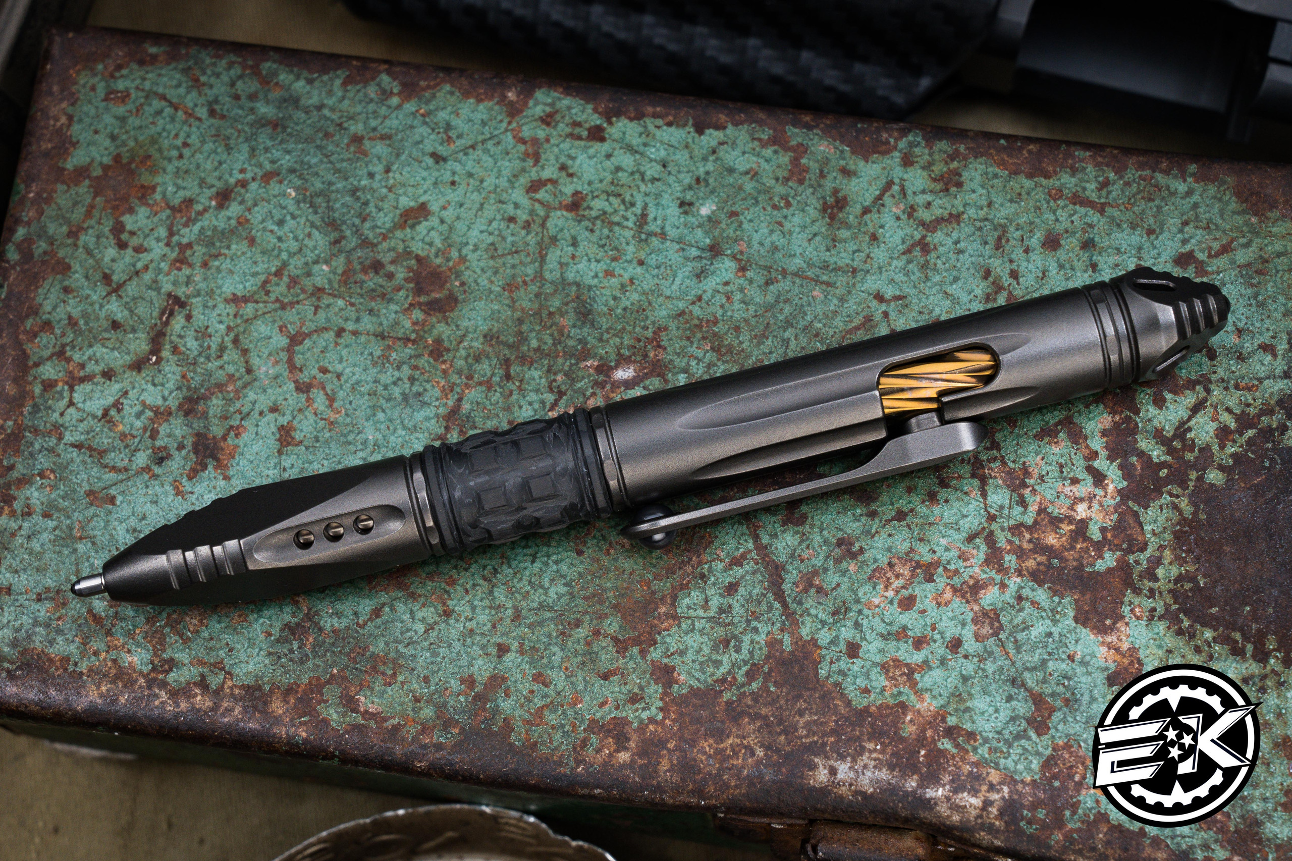 Microtech Kyroh Mini Shot Peened Titanium Bolt-Action Tactical Pen w ...