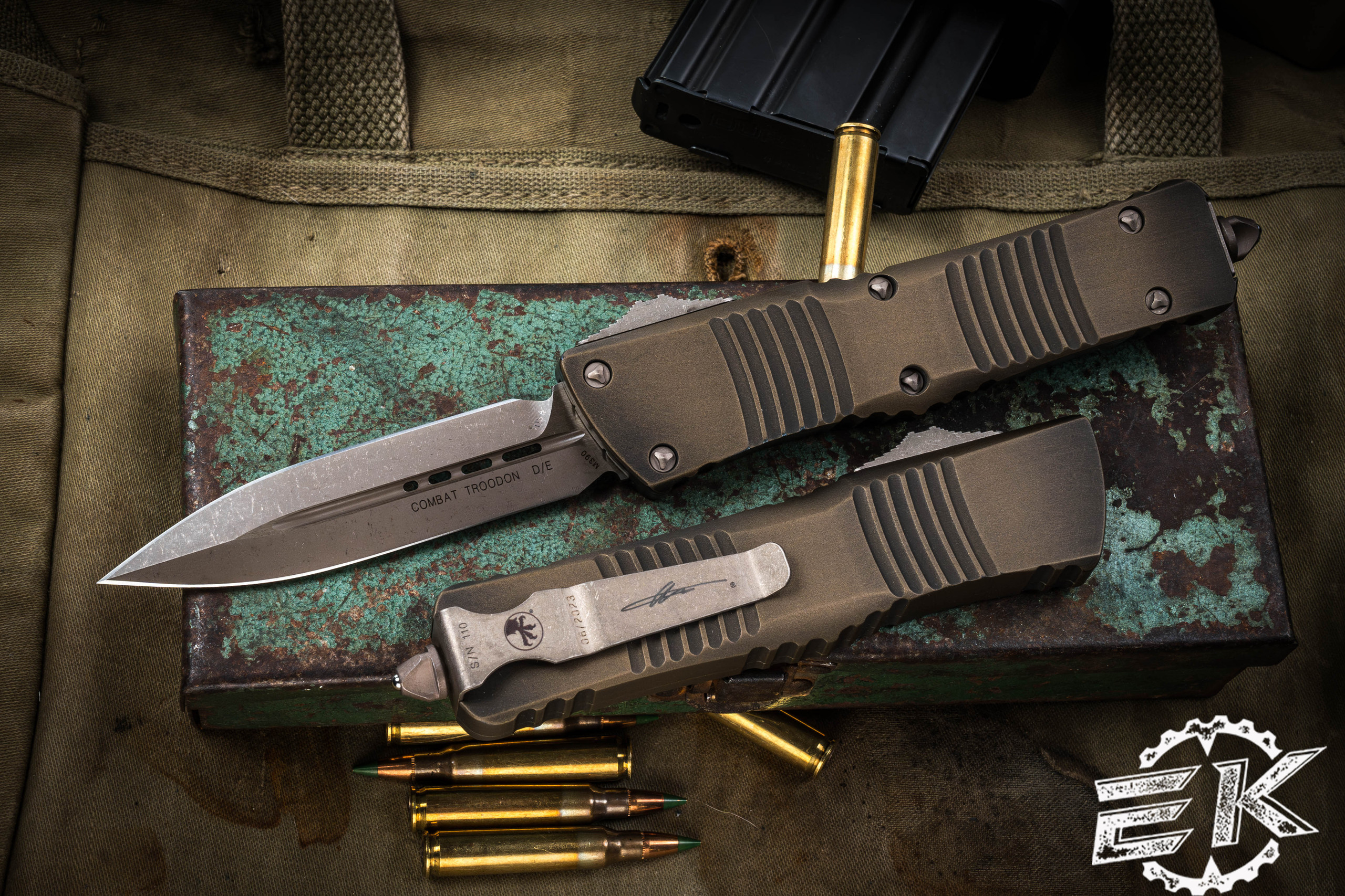 Microtech Combat Troodon Antique Bronze Otf Automatic Black 38 Bronze