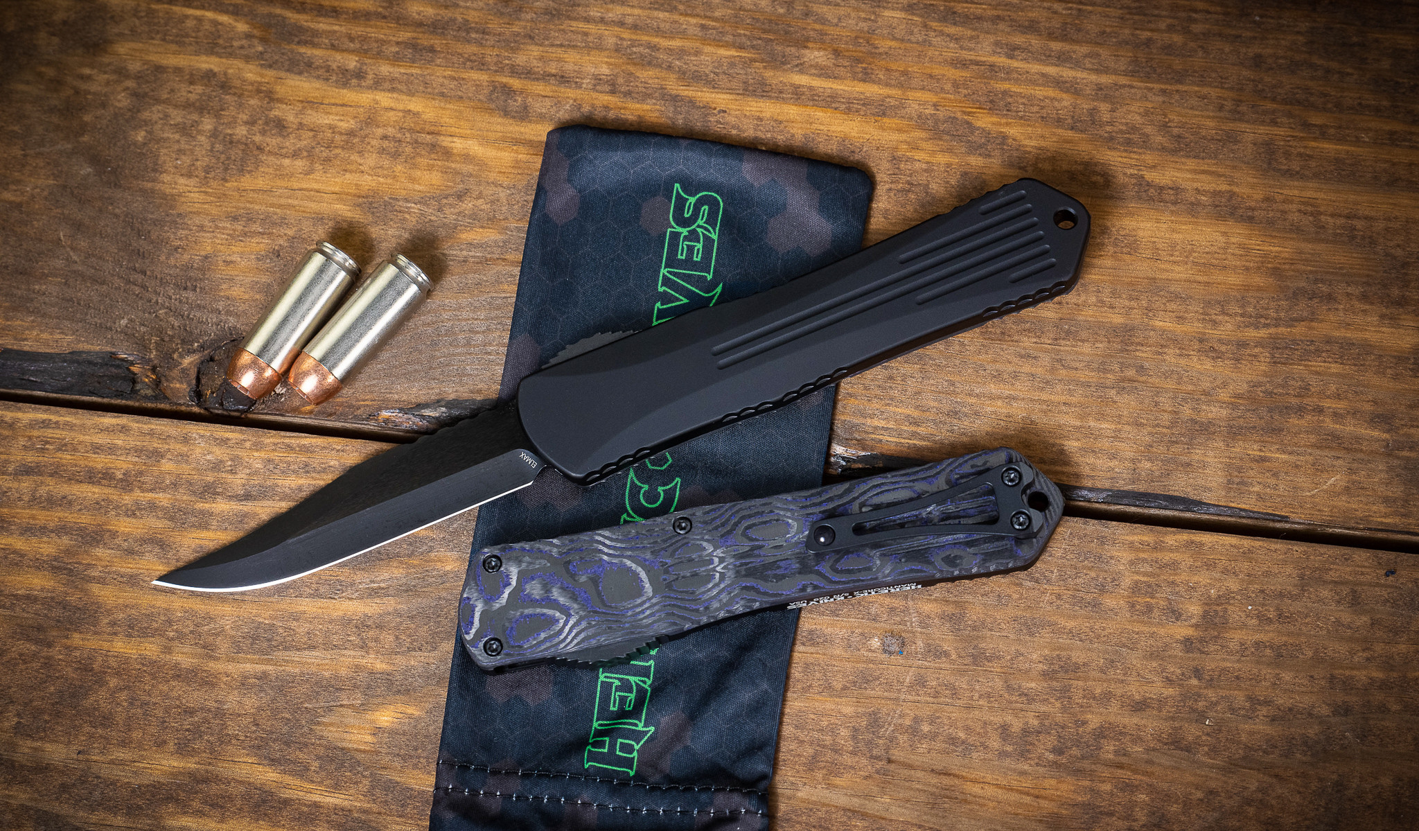 Heretic Knives Manticore X OTF Knife Black, Purple CF Camo Carbon 3.75 ...