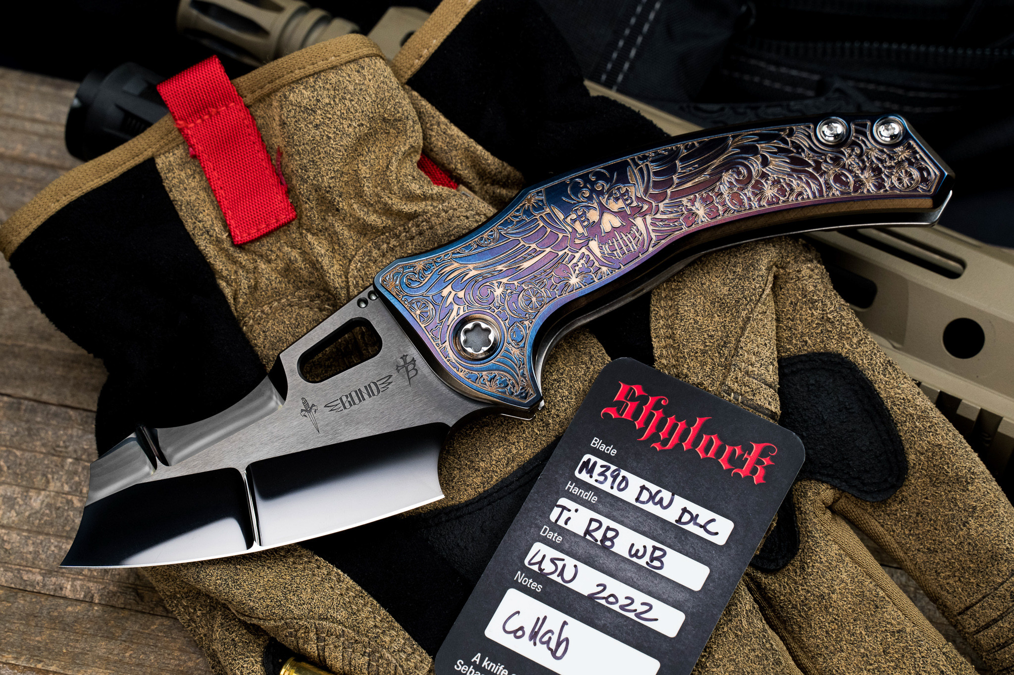 Borka Blades/Bond Knives/Marfione Custom "Shylock" Root Beer Winged ...