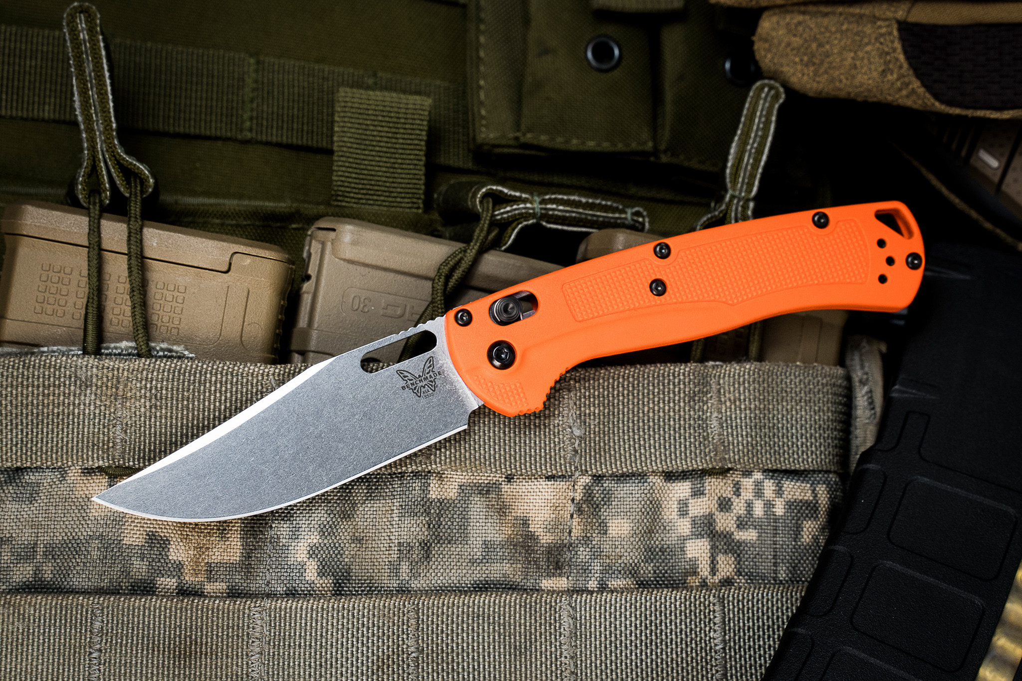 Benchmade Hunt Taggedout AXIS Lock Folding Knife Orange 3.5" Stonewash ...