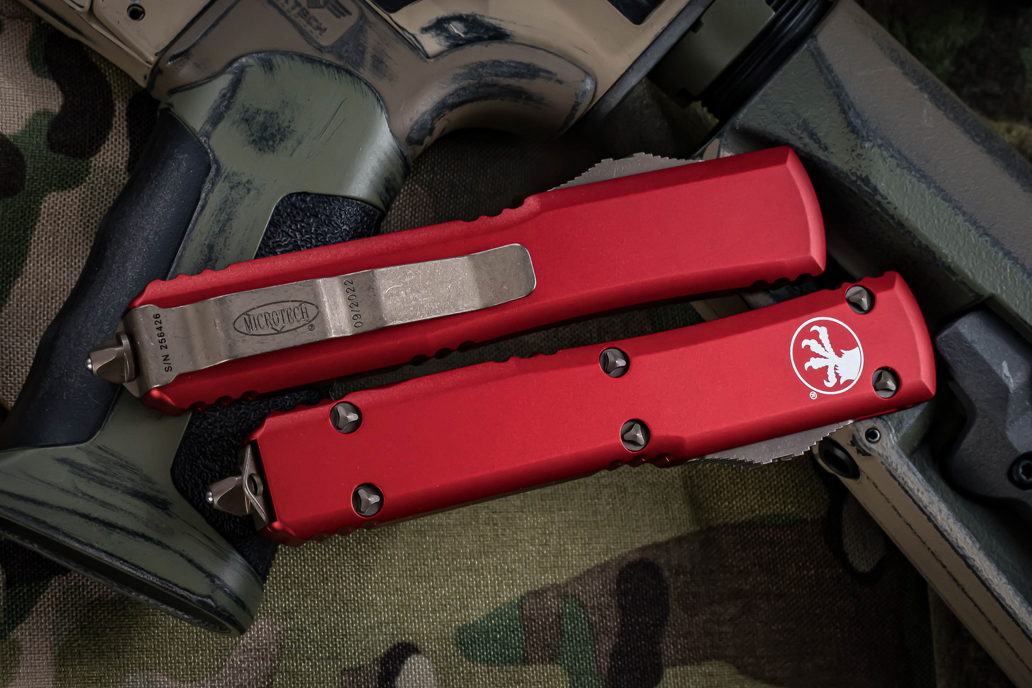 Microtech Ultratech Spartan OTF Automatic Knife Red 3.4" Bronze ...