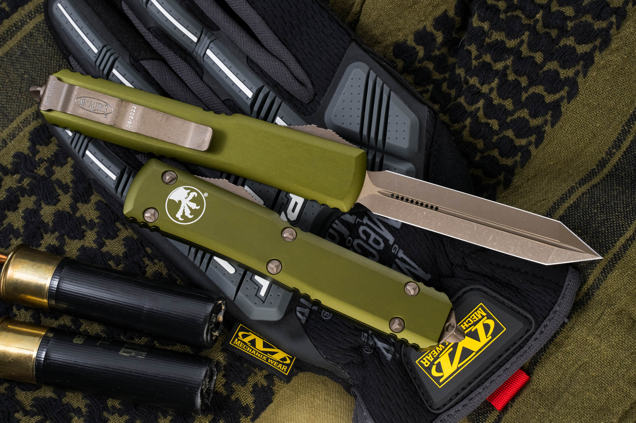 Microtech Ultratech Spartan OTF Automatic Knife OD Green 3.4" Bronze ...