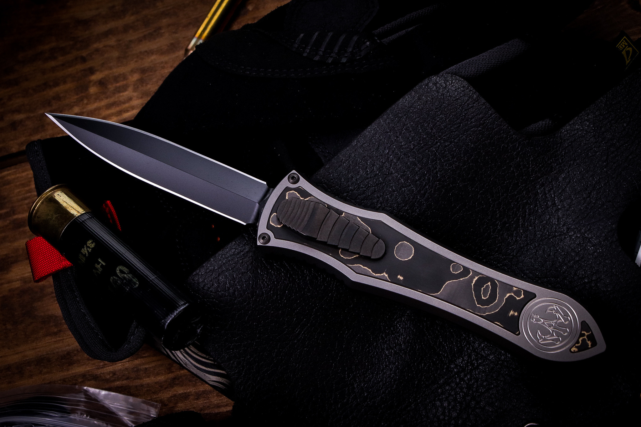 Hawk Knives Deadlock Model C Titanium Fat Carbon Inlay 3.5" DLC Dagger