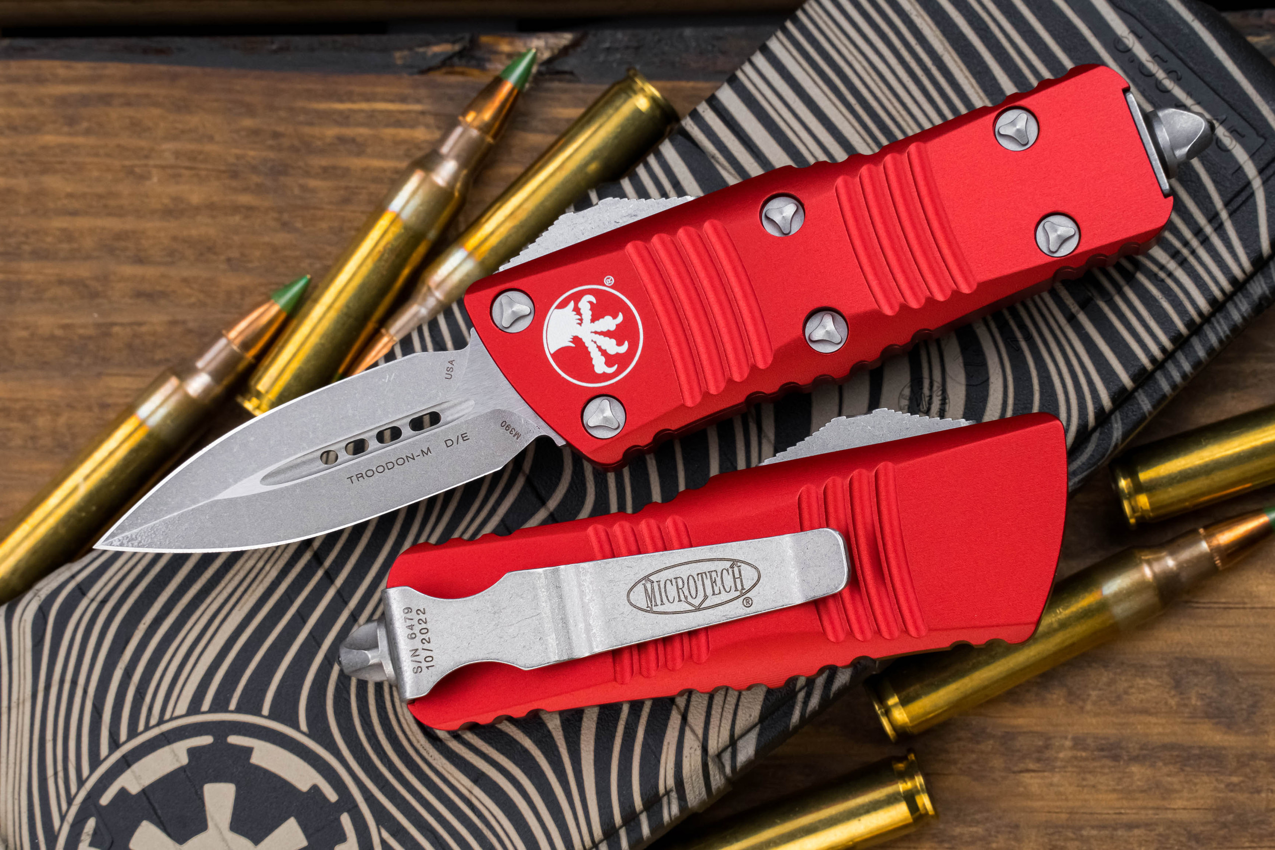 Microtech "Troodon Mini" OTF Automatic Cali Legal Knife Red 1.9" Dagger ...
