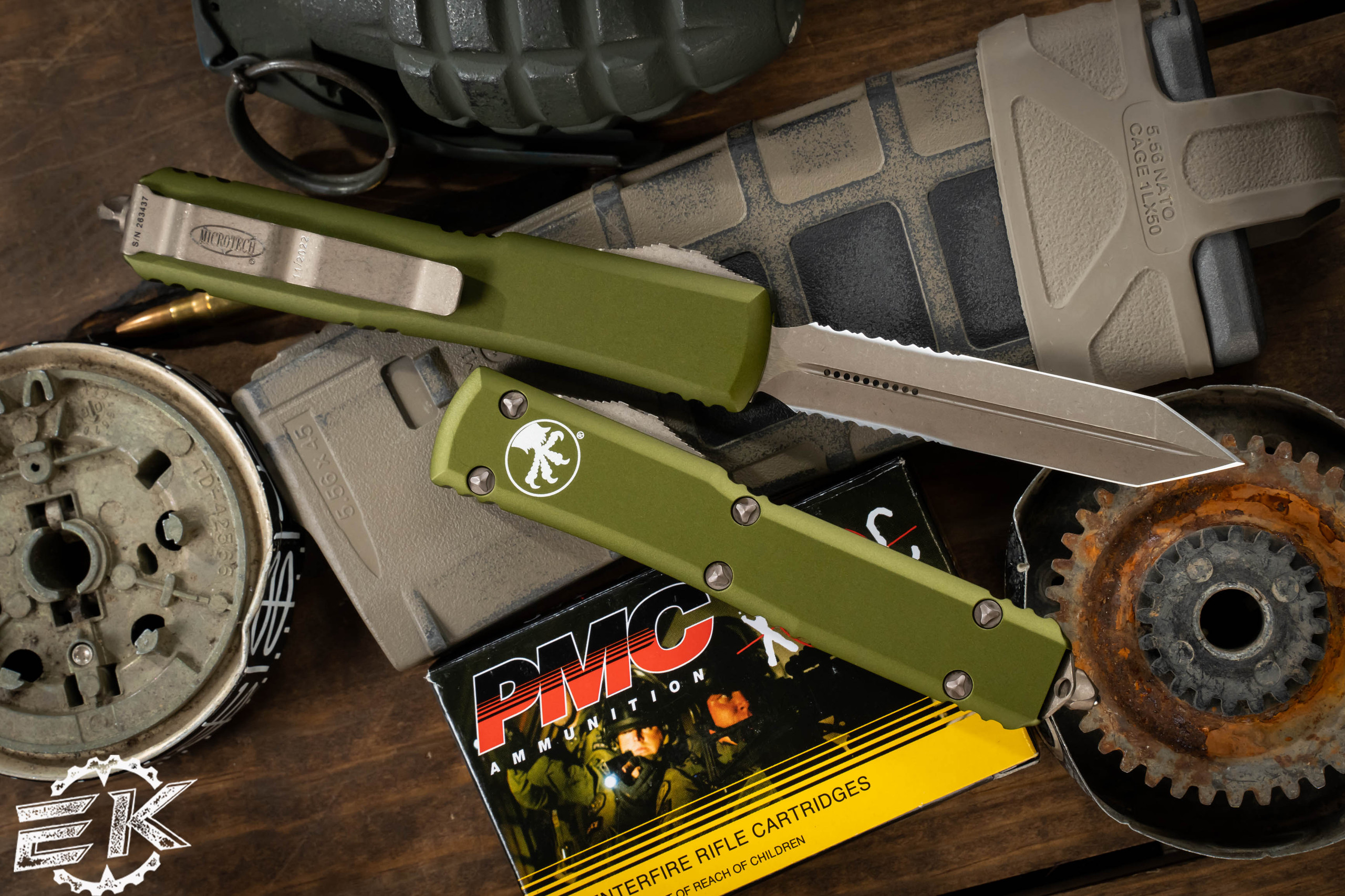 Microtech Ultratech Od Green Otf Automatic Knife 34 Spartan Bronze