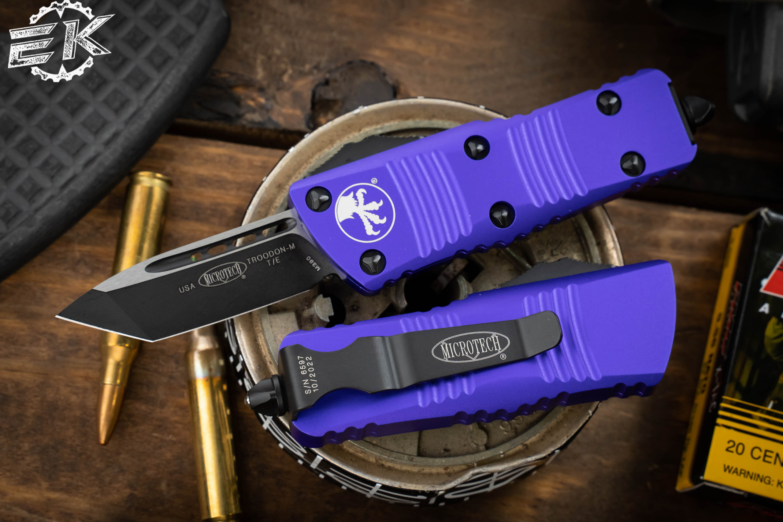 Microtech Troodon Mini Purple OTF Automatic Knife 1.9" Tanto Black 240-1PU