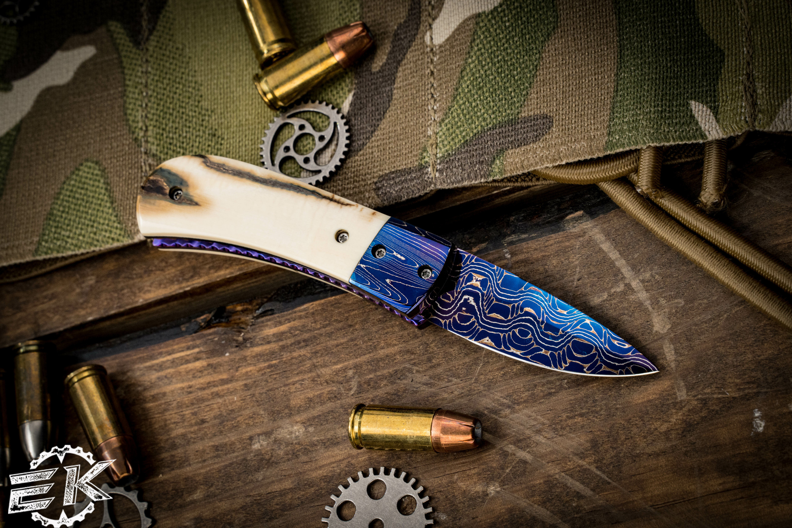 Kyle Vallotton Custom Pocket Rocket II Automatic Knife Mammoth Ivory 2 ...
