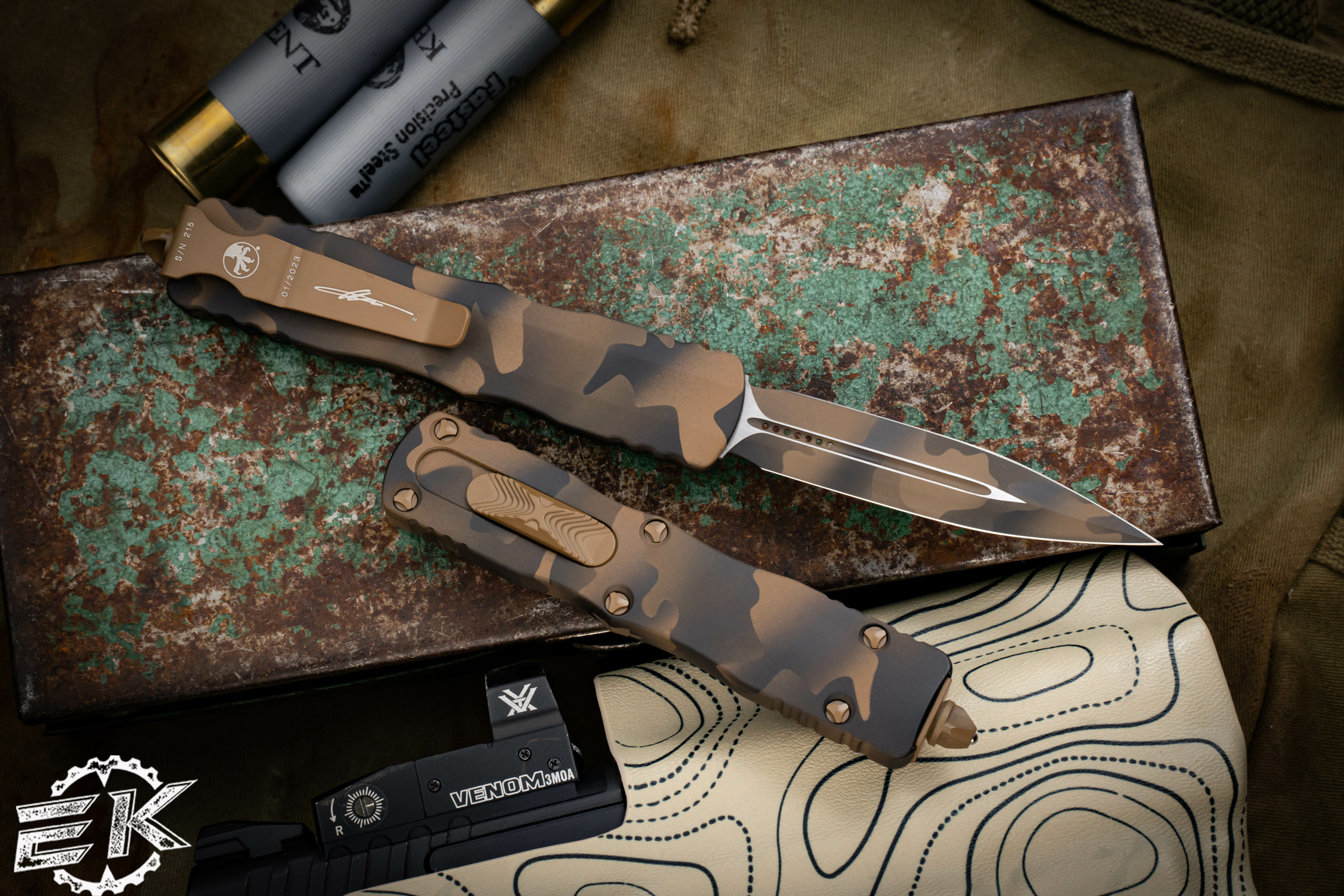 Microtech Dirac Coyote Camo OTF Automatic Knife 3" Dagger 225-1CCS