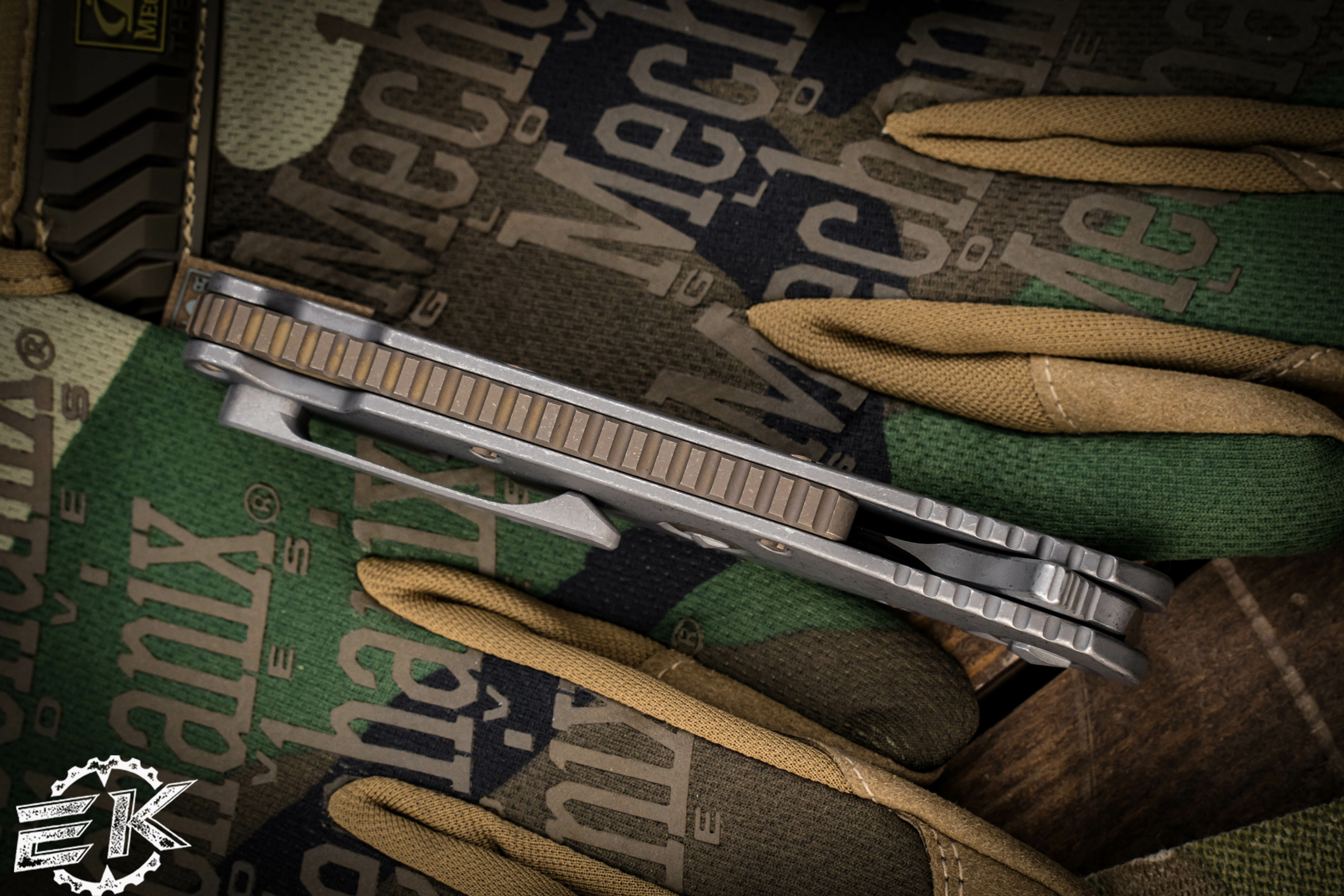 Marfione Custom Warhound Folder Bronze Accents 375 Two Tone Apocalyptic