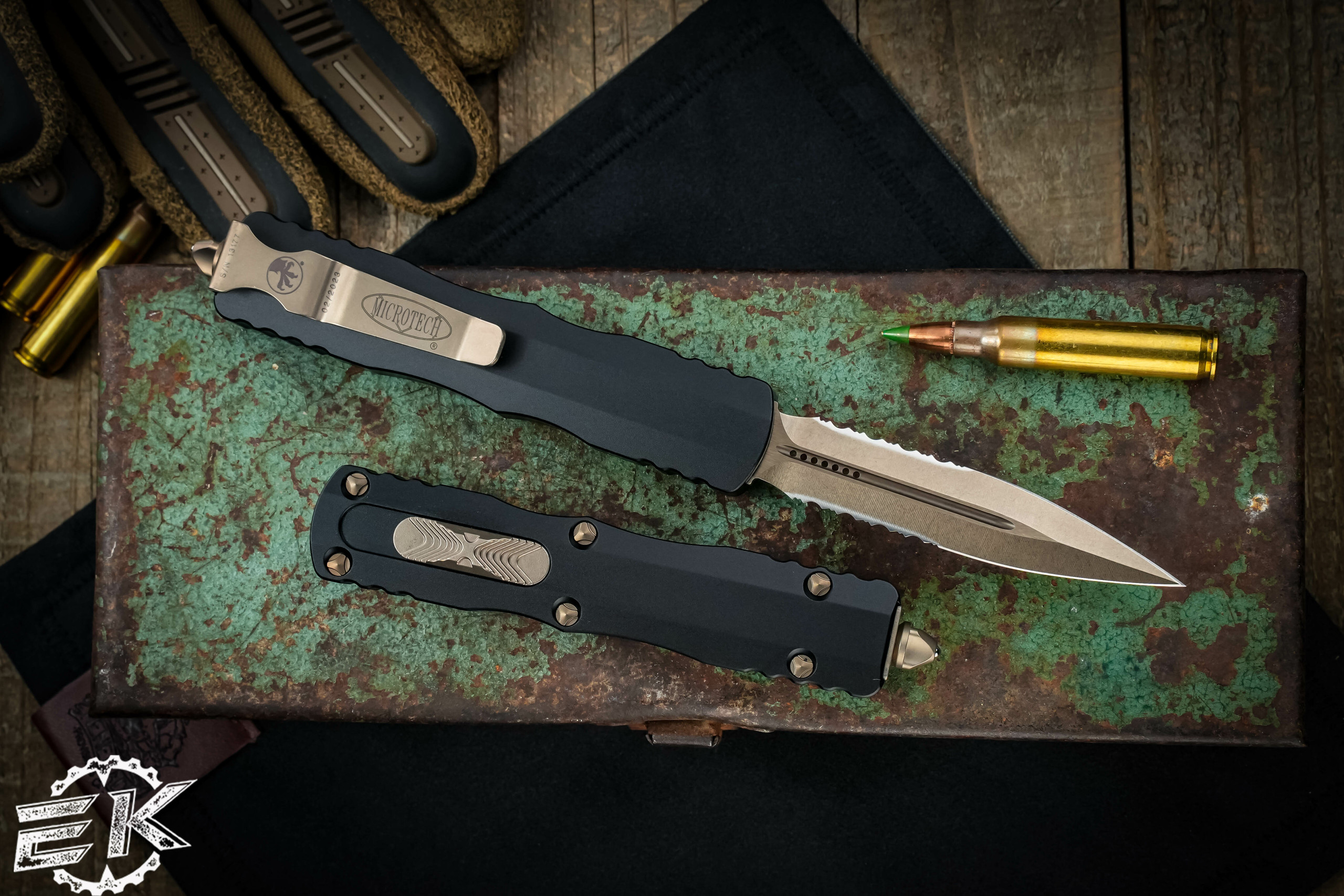 Microtech Dirac Otf Automatic Knife Black 3 Dagger Bronze Apocalyptic