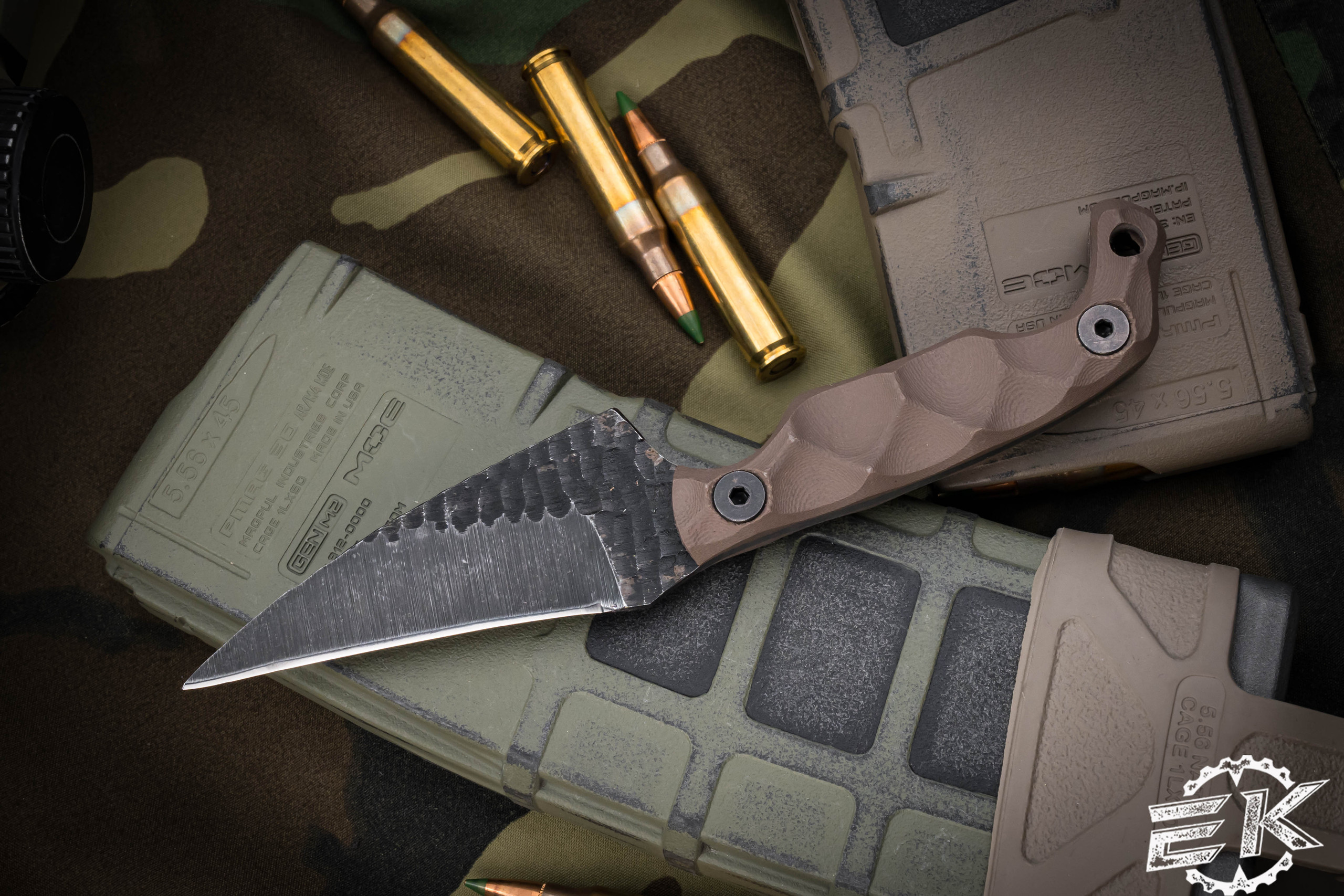 Stroup Knives MINI MOD 2 Fixed Blade Knife FDE G10 3" Acid Wash Pikal ...