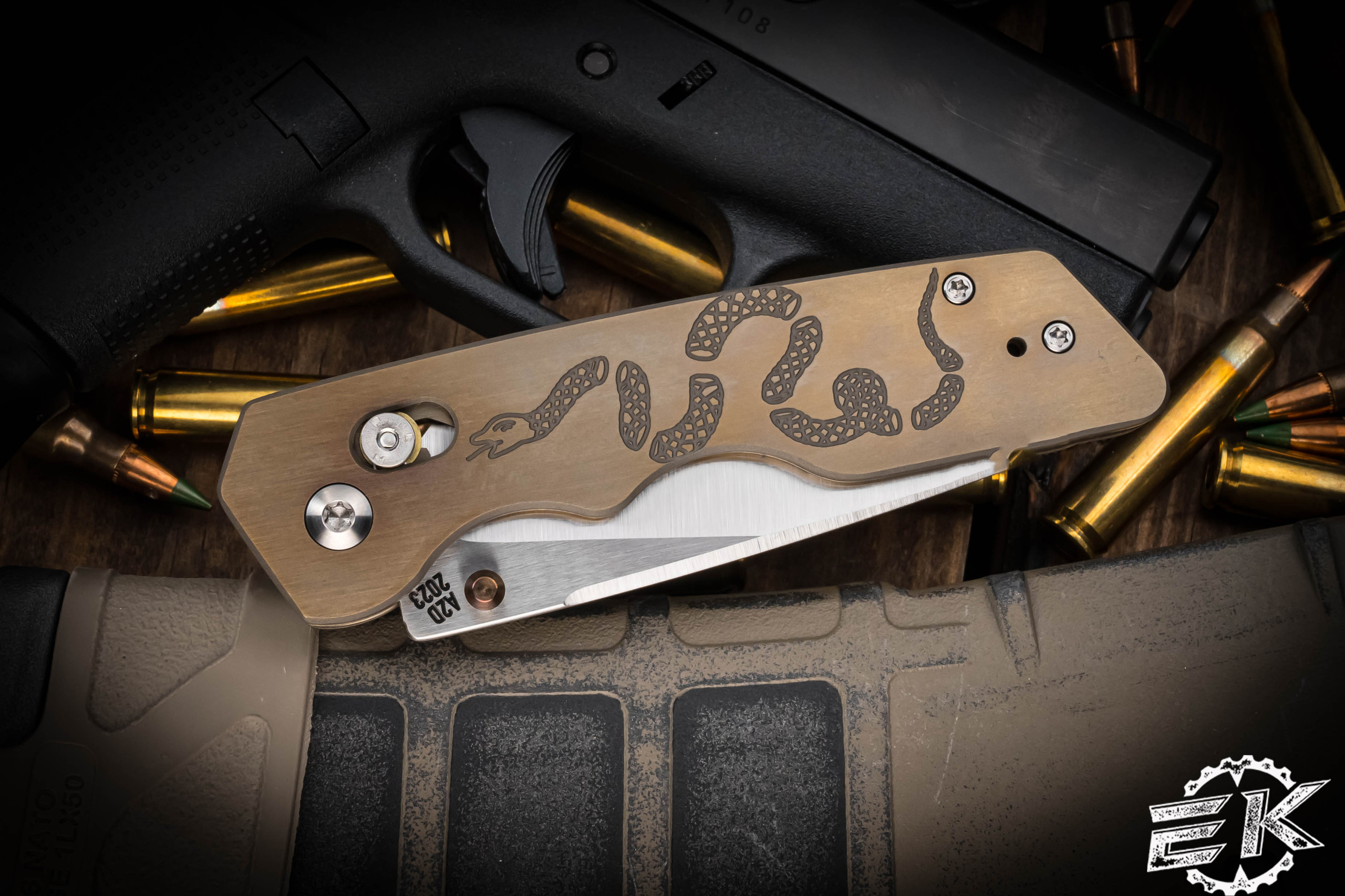 A2D Attn2Detail Mercantile Medium Barlock Join or Die Titanium 3" S30V ...