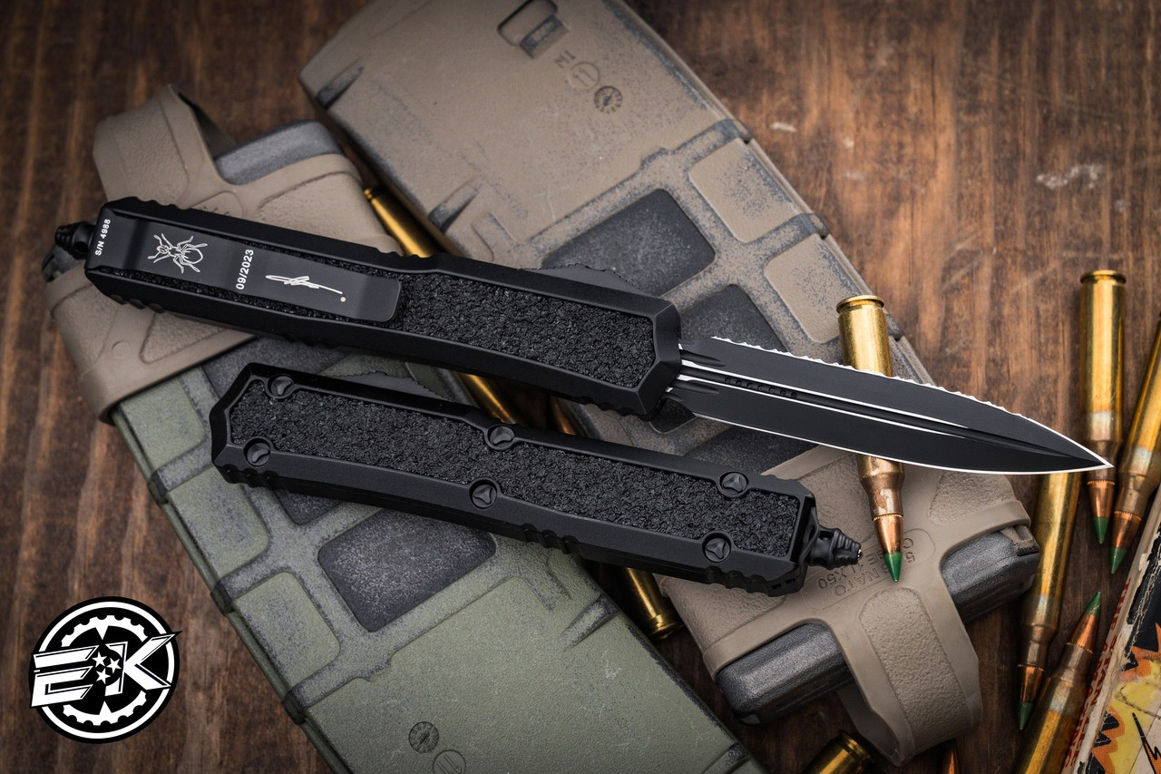 Microtech Makora OTF Automatic Knife Black 3.25" Dagger Black Serrated ...