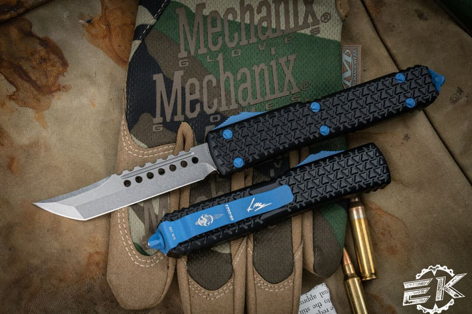 Microtech Ultratech OTF Automatic Knife Tri-Grip, Patriot Blue Hardware ...