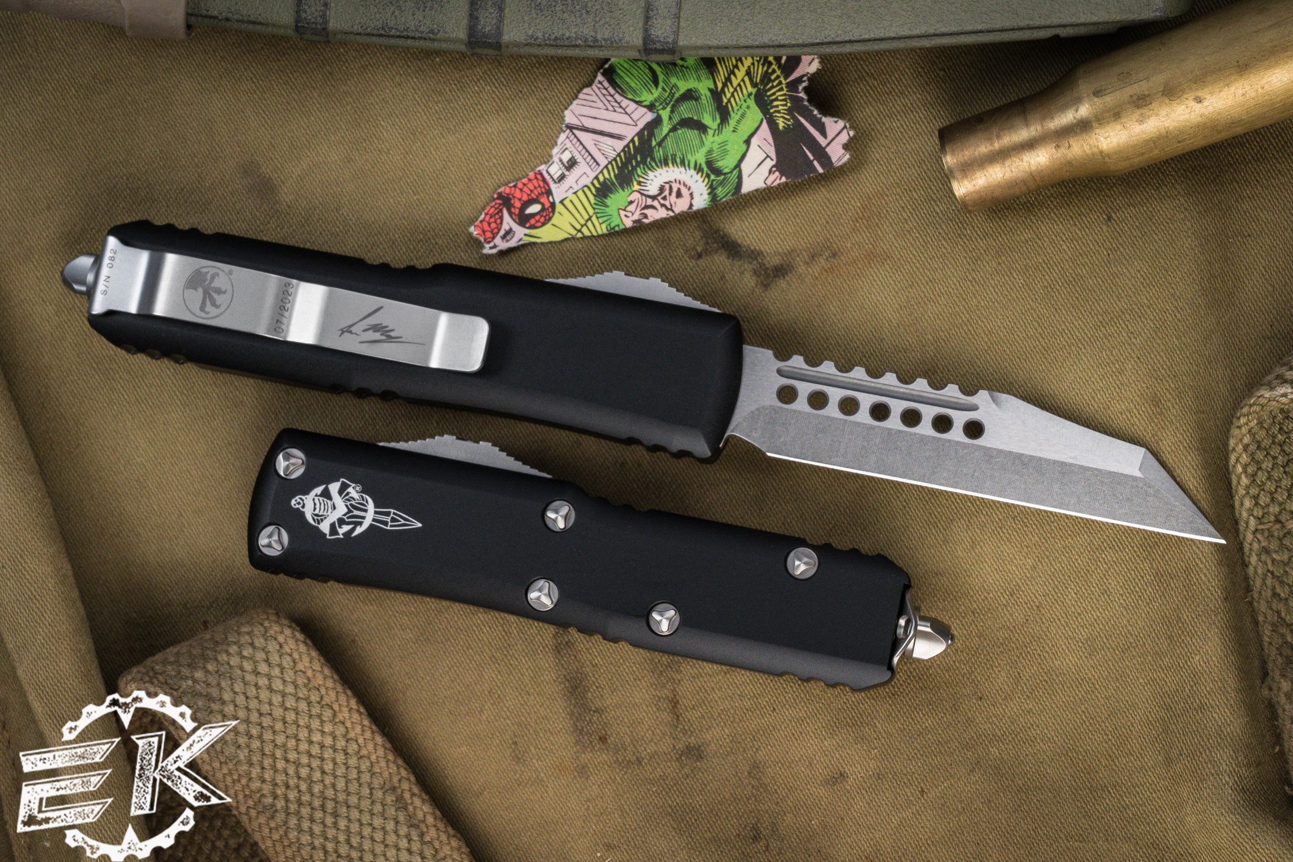 Microtech UTX-85 OTF Automatic Knife 3.1" Warhound Stonewash 719W-10S