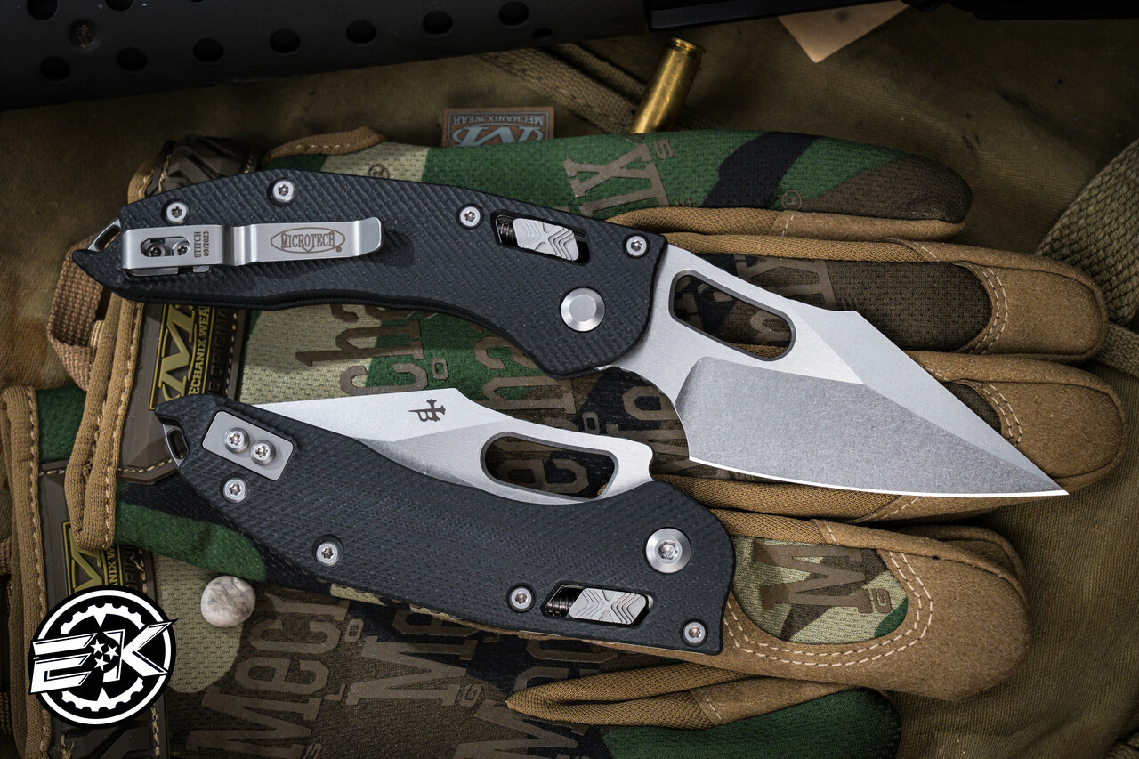 Microtech Stitch Ram-LOK Manual Folding Knife Black Fluted G10 3.75 ...