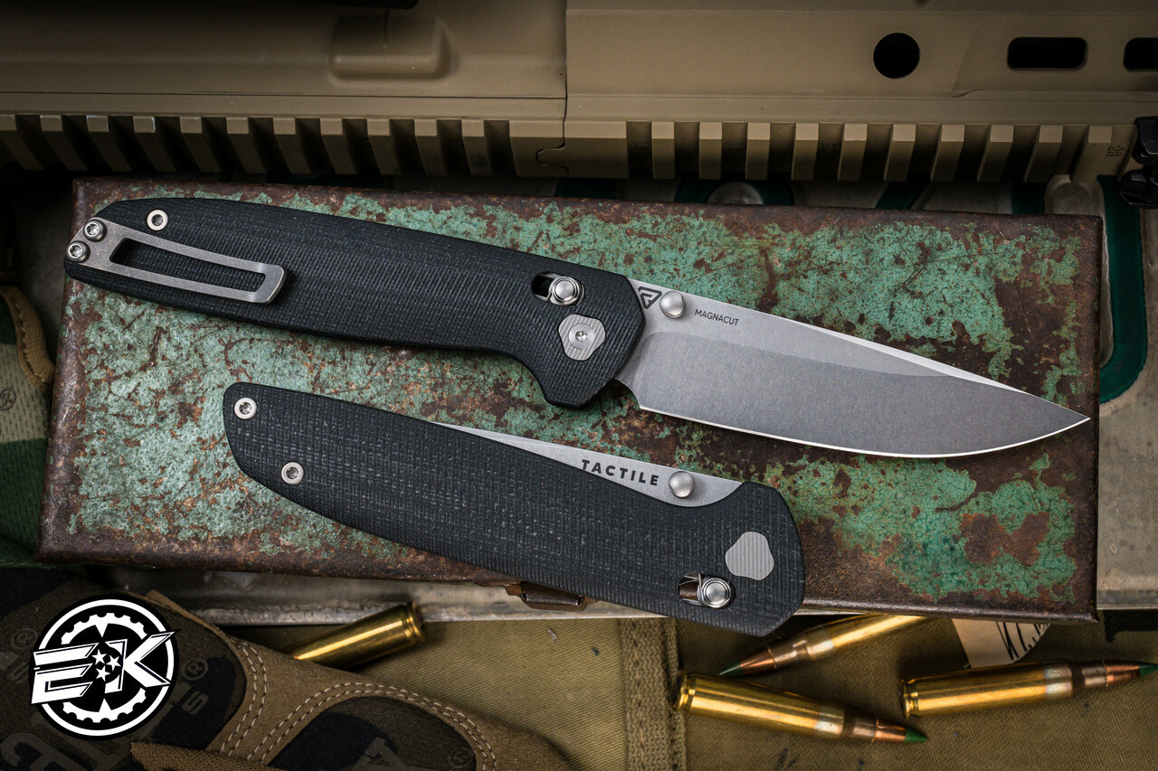 Tactile Knife Co. "Maverick" Crossbar Lock Folding Knife Black G10 3.5 ...