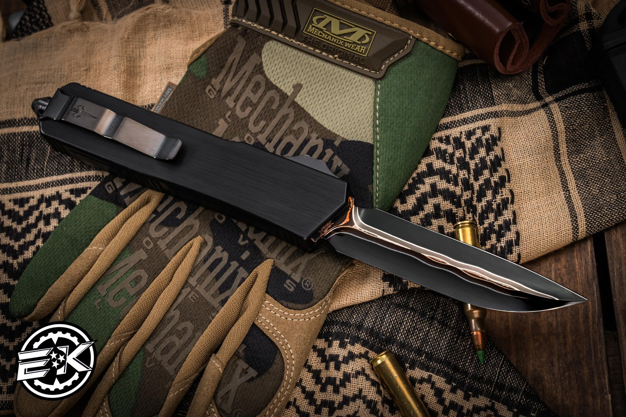 Marfione Custom Scarab II OTF Automatic Knife, Copper Ringed HW 4" DE-S ...