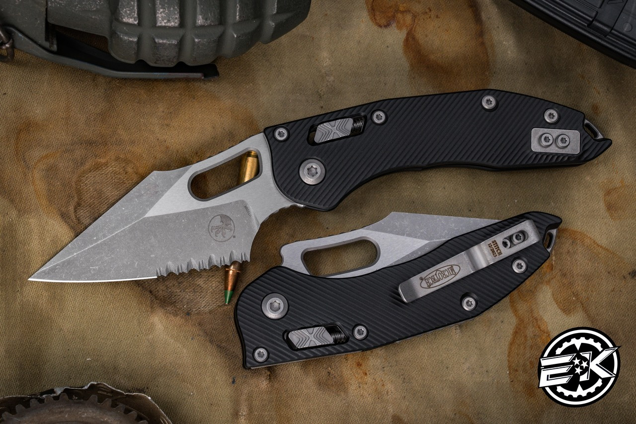 Microtech/Borka Stitch Ram-Lok Manual Folder Black Fluted Aluminum 3.75 ...