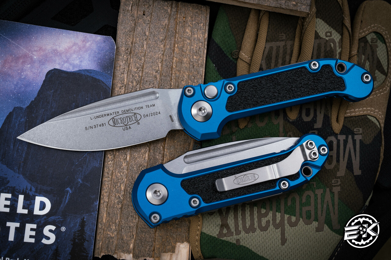 Microtech LUDT Gen III Automatic Folding Knife Blue/Grip Inlay 3.4 ...