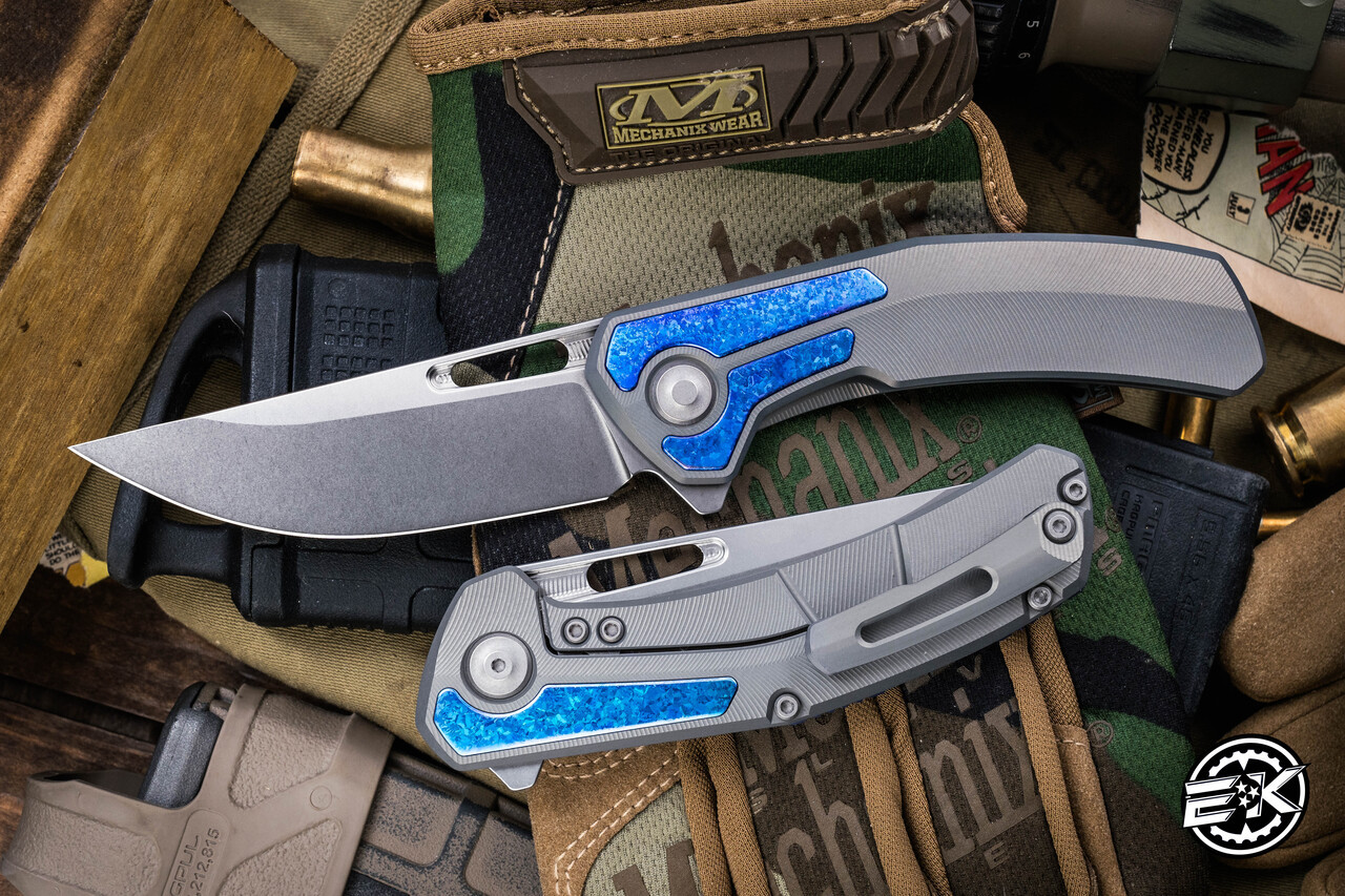 Tactile Knife Co. "Archer" Titanium Flipper Crystallized Feathered ...