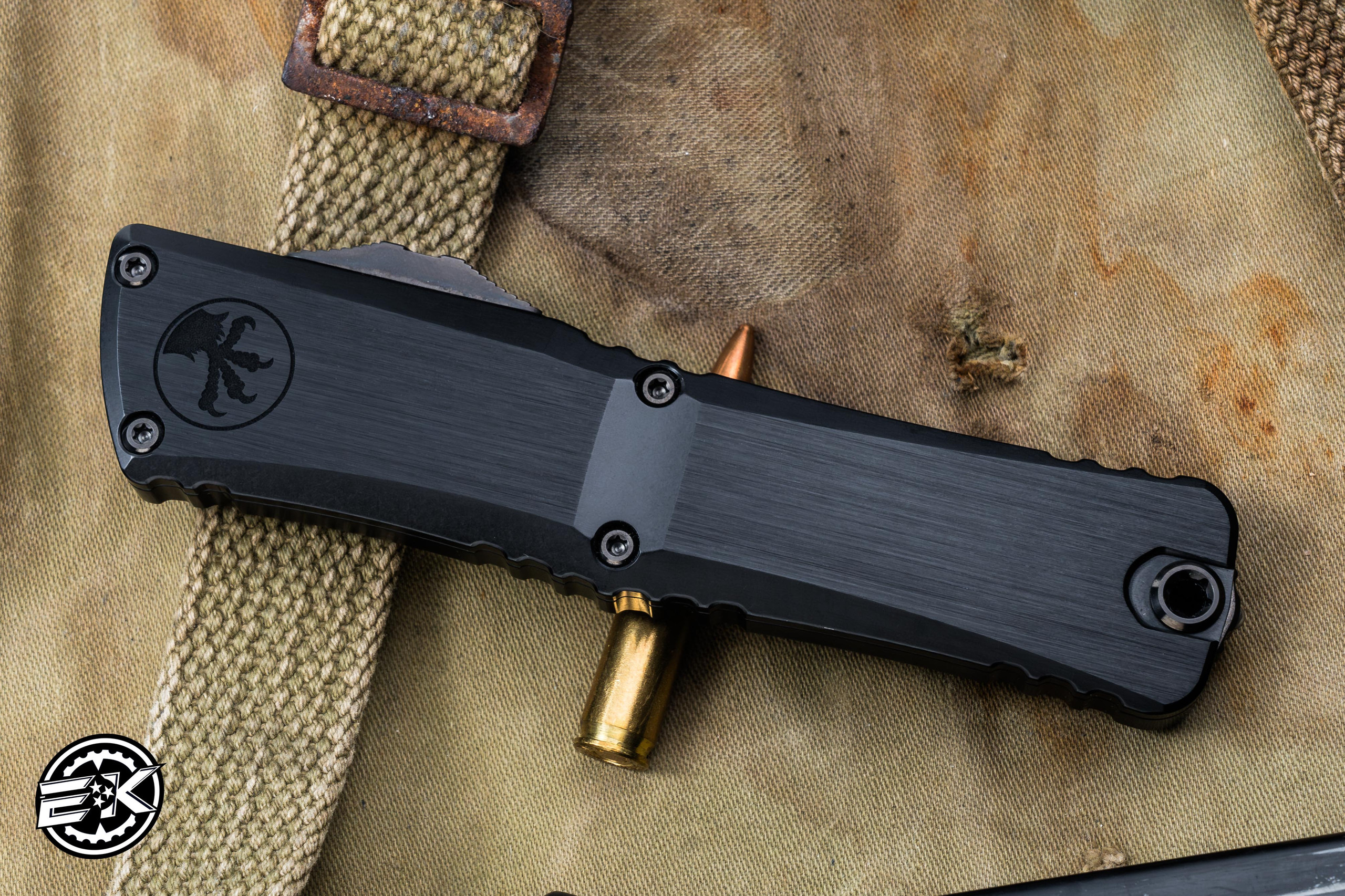 Preowned-Microtech Combat Troodon Gen III OTF Hefted Black Aluminum 4 ...