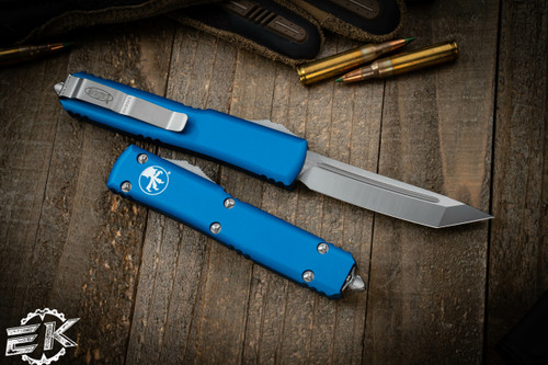 Microtech Ultratech Blue OTF Knife 3.4" Tanto Satin 123-4BL
