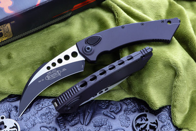 Microtech Hawk Automatic Folding Knife 4" Hawkbill Black Tactical 166-1TSM