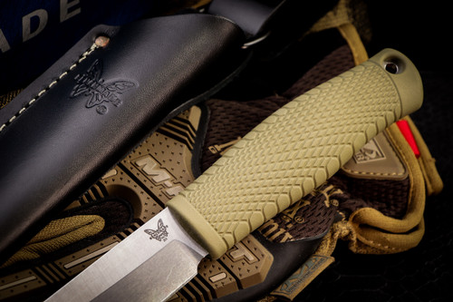 Benchmade Leuku Fixed Blade Knife Green Santoprene 5.2" Satin Drop ...